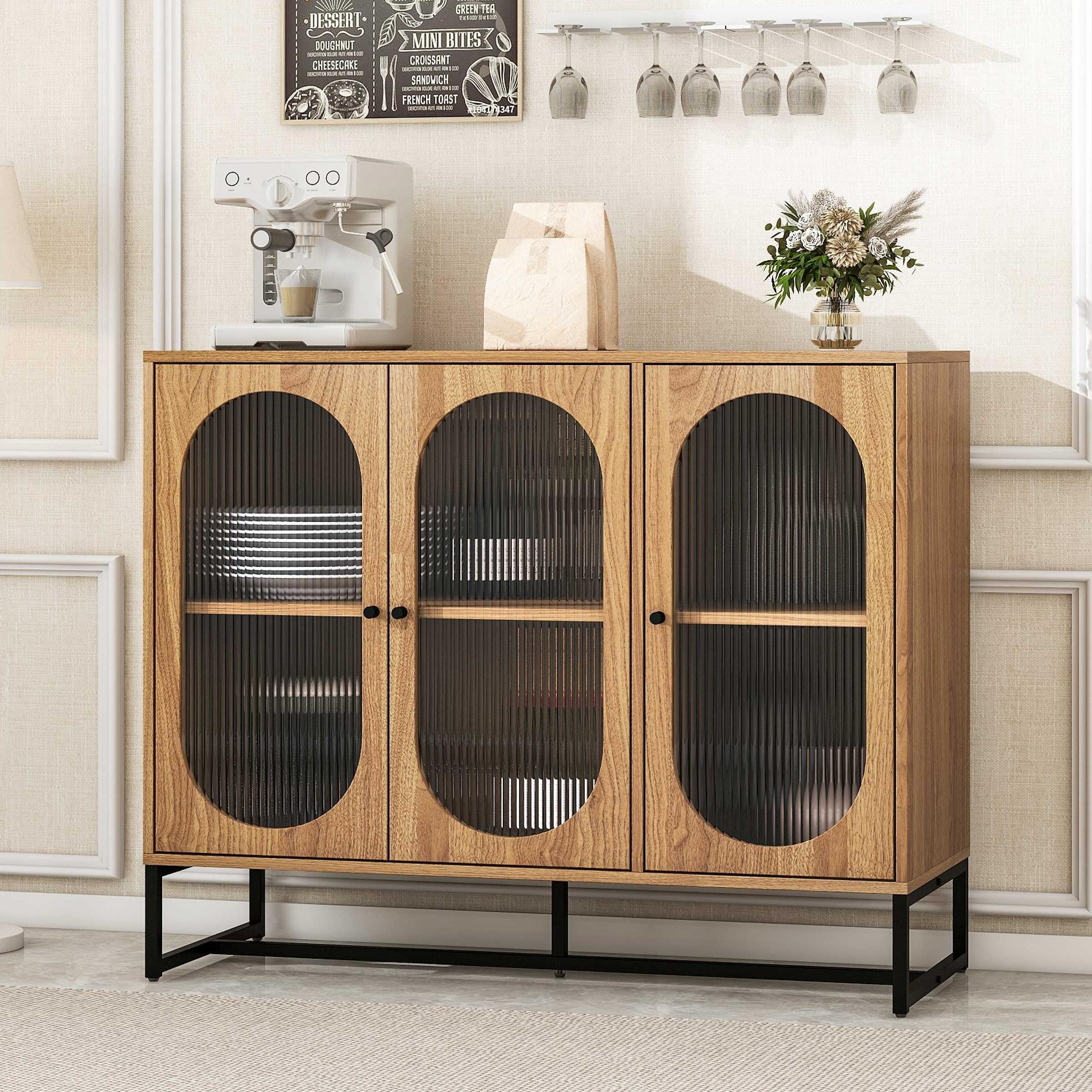 Llinc Store Storage Cabinet with Glass Door, Sideboard Buffet Cabinet ...