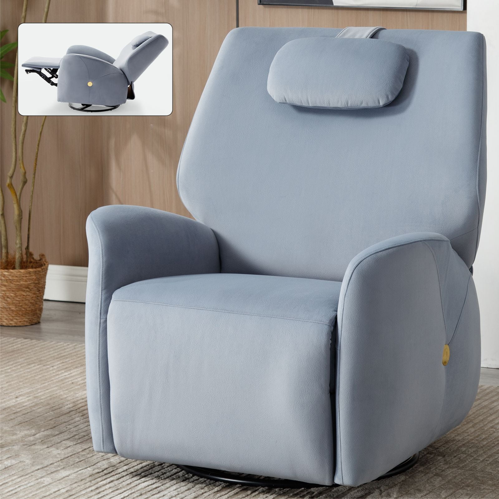 Llinc Store Swivel and Rocker Power Recliner Chair with Lumbar and Neck ...