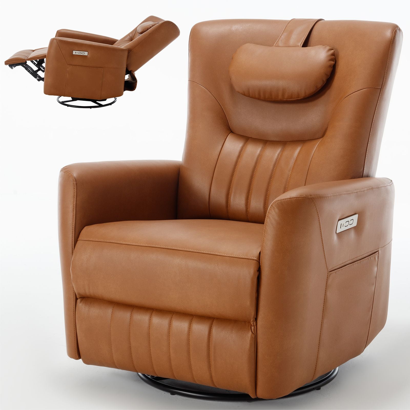Llinc Store Swivel and Rocker Power Recliner Chair with USB and Type-C ...
