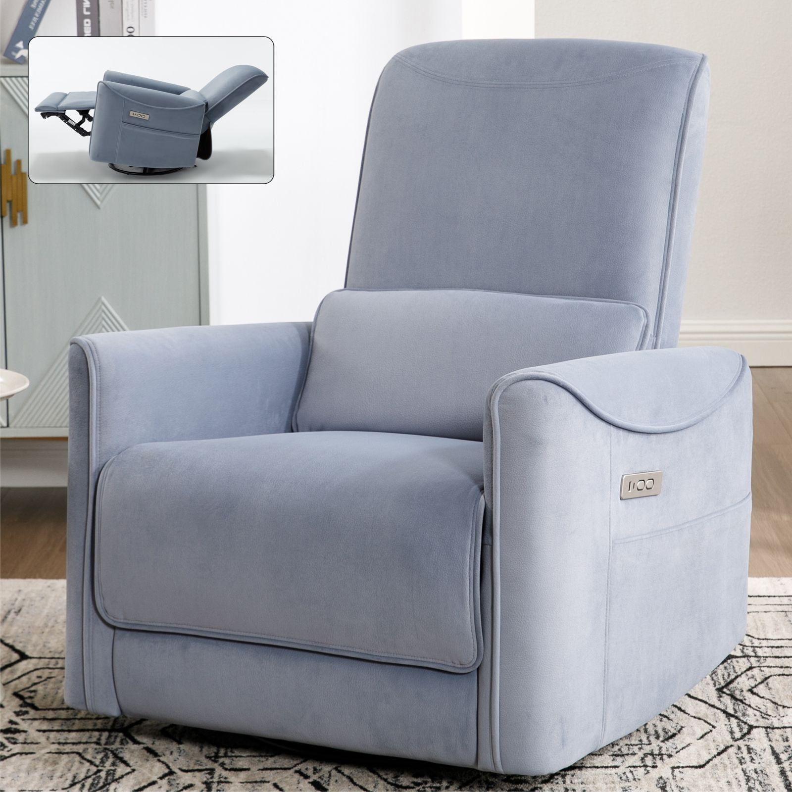 Llinc Store Swivel and Rocker Power Recliner Chair with Lumber Support ...