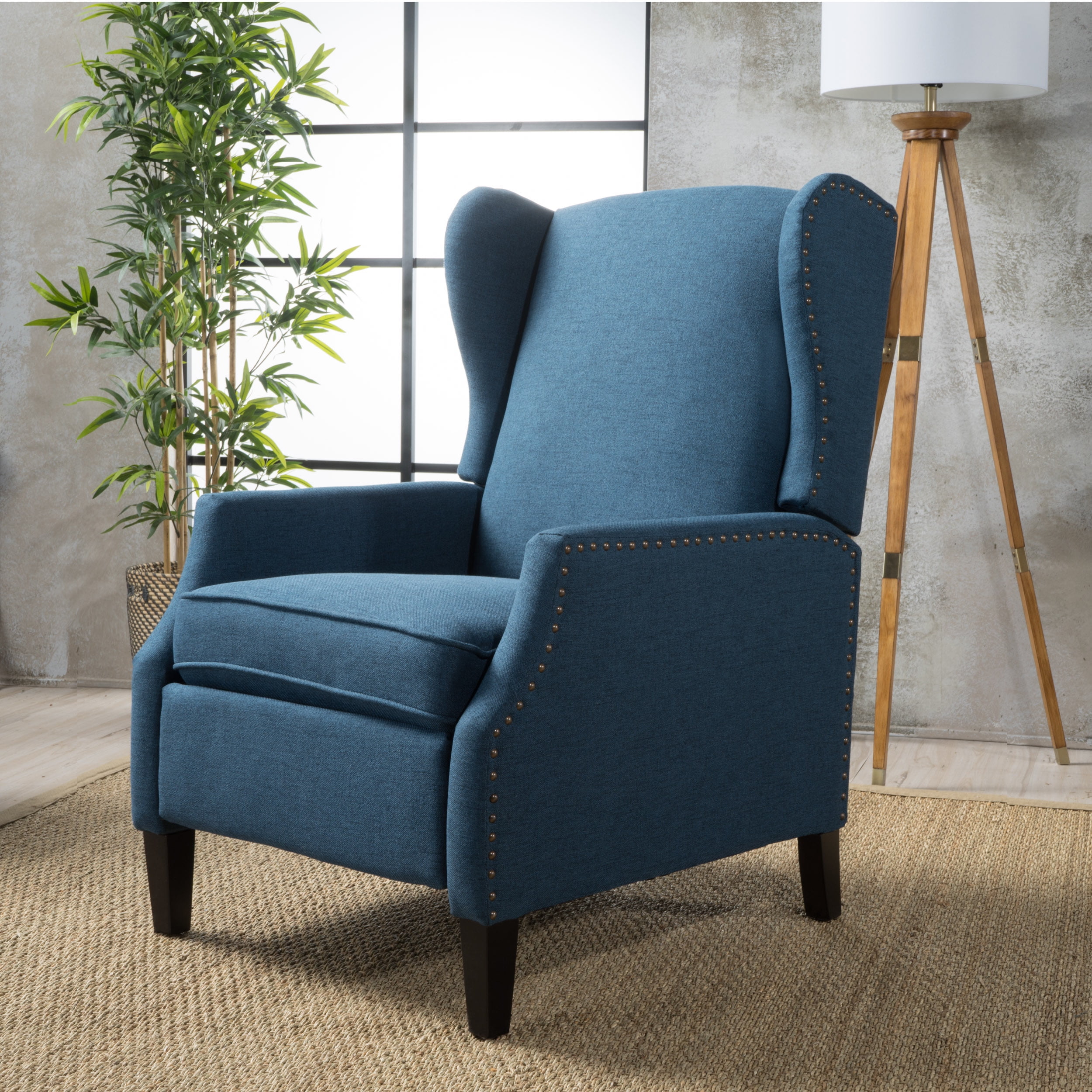 Llinc Store Traditional Wingback Recliner Fabric Push Back Chair with ...