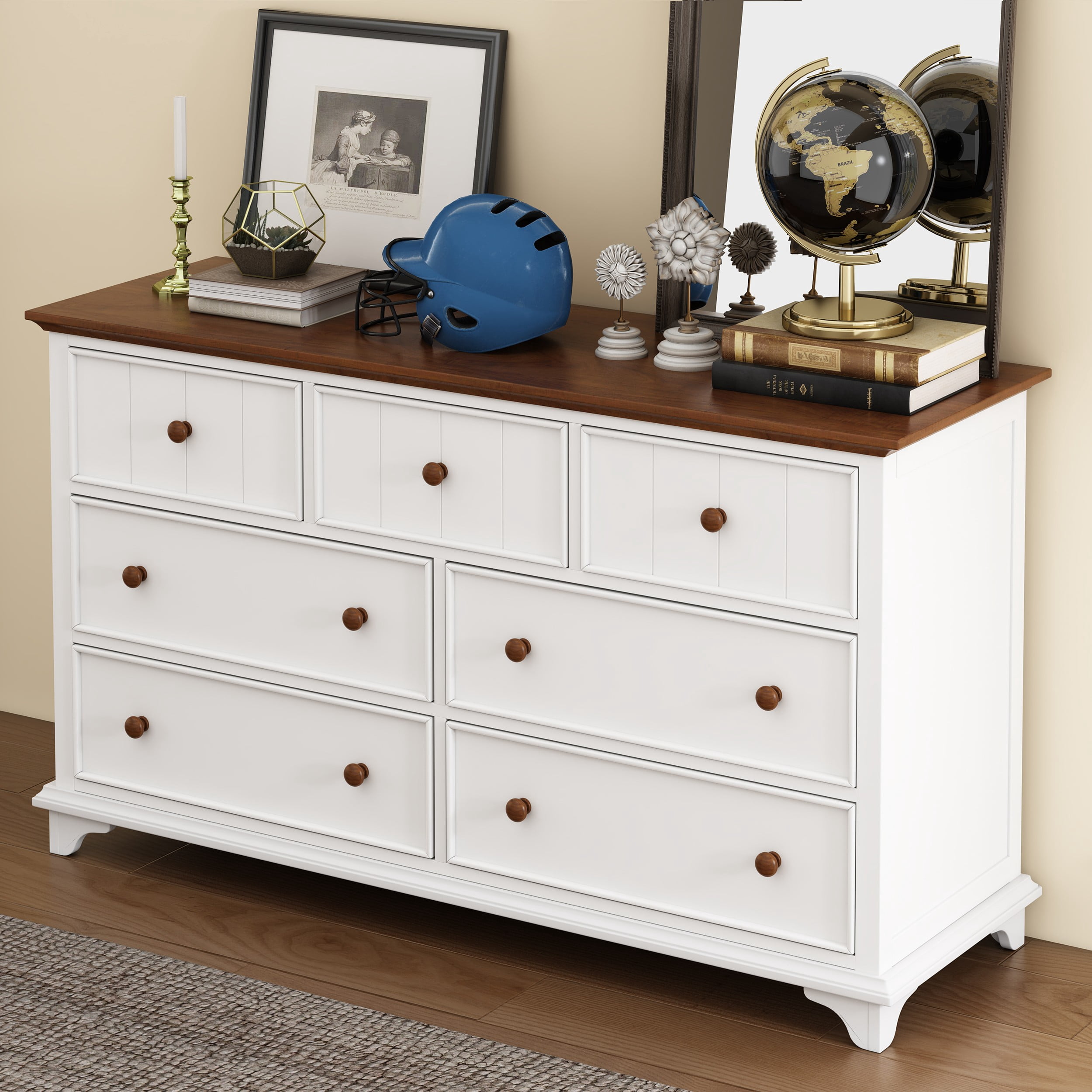 Llinc Store Wooden Captain Seven-Drawer Dresser Sideboard Cabinet for ...