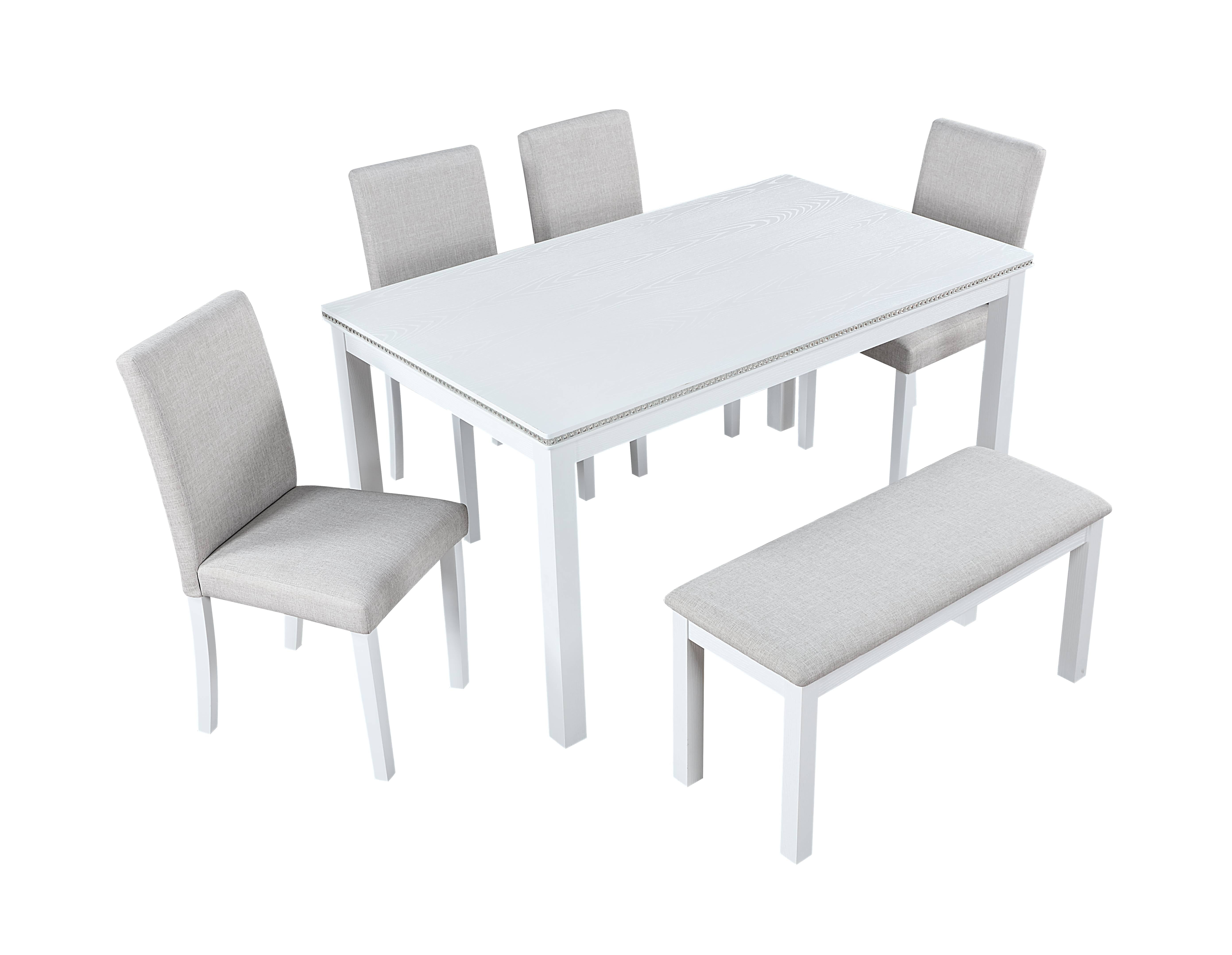 Llinc Store Wooden Dining Rectangular Table with Bench, Kitchen Table ...