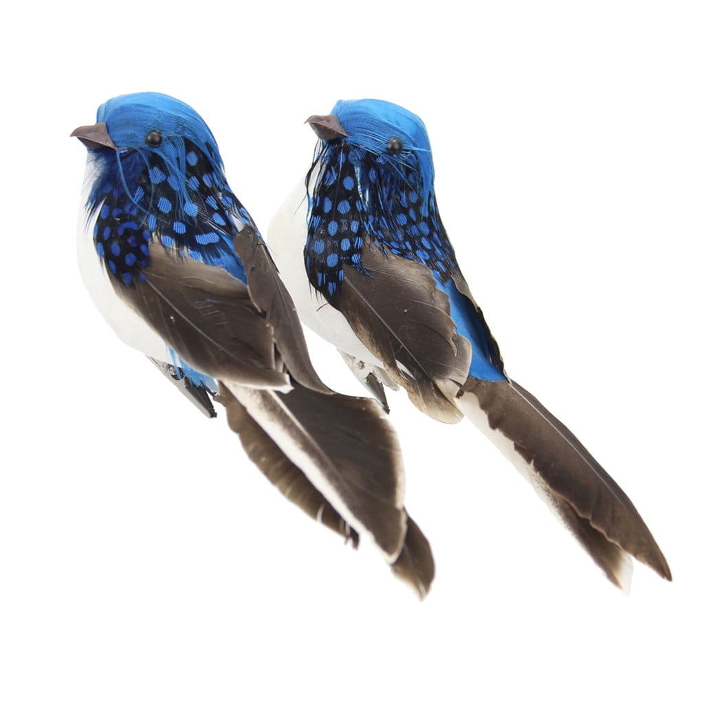 Lloopyting 2Pcs Mini Fake Birds Artificial Feather Foam Doves Wedding ...