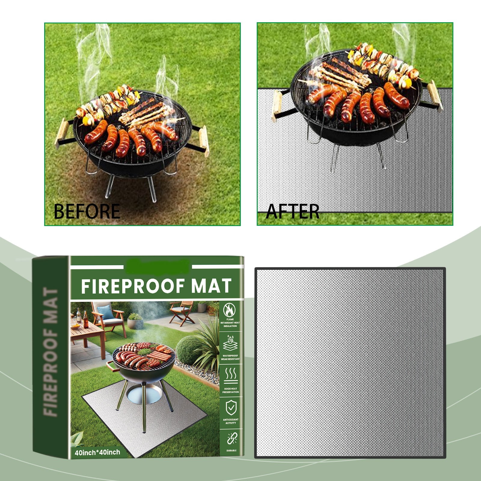 Lloopyting A Fireproof Mat Clearance！ Hozonex Outdoor Bbq Fire Mat Oven ...
