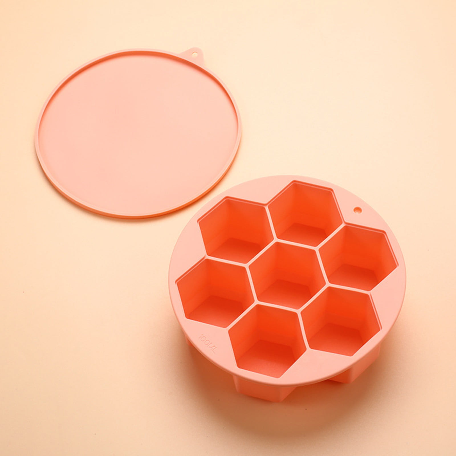 Lloopyting Ice Tray*1, Lid*1 Clearance！ 7-Grid Honeycomb Ice Tray Red ...