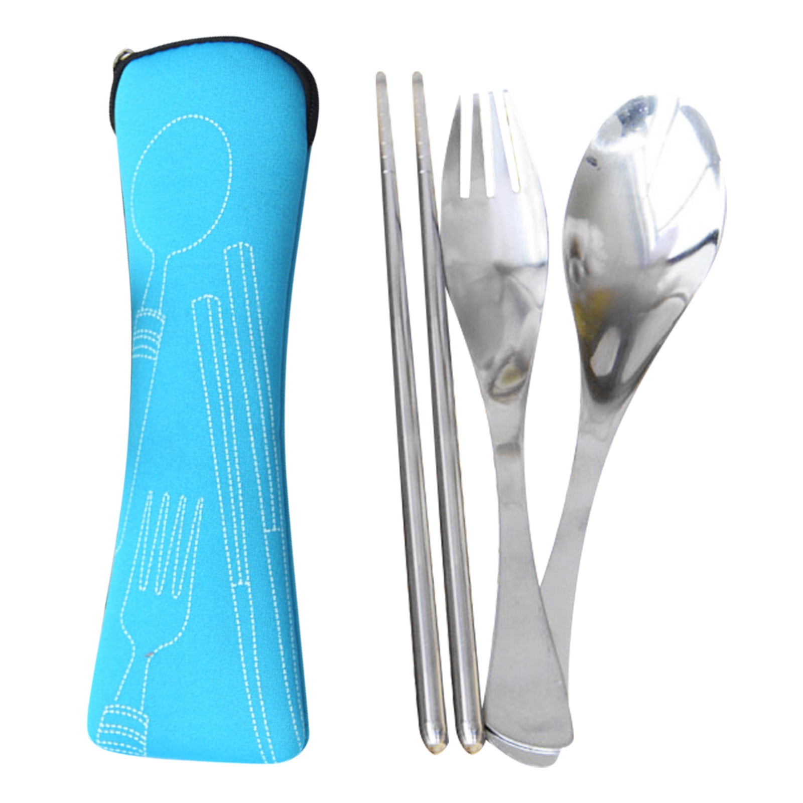 Lloopyting Portable Cutlery Set 3Pcs Stainless Steel Knife Fork Spoon ...