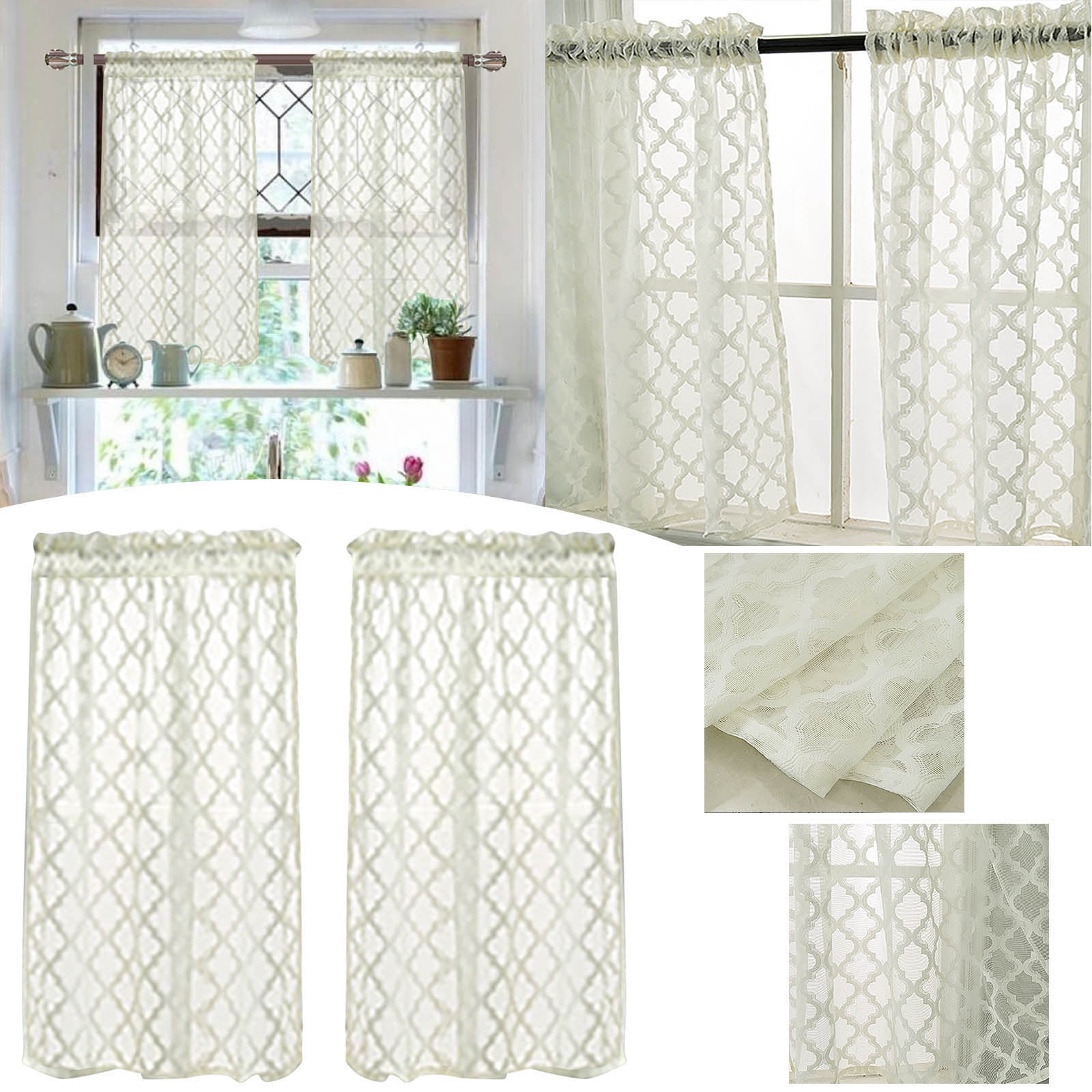 Lloopyting Shower Window Short Curtain Beige Curtain Short 27 Inches ...