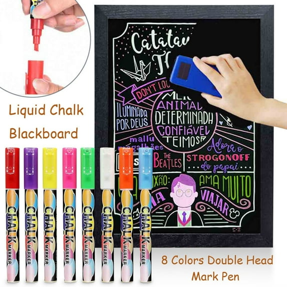 Lloopyting Wipe Pen Chalk Mark 3Mm Head Double Pen 8 Blackboard Liquid ...
