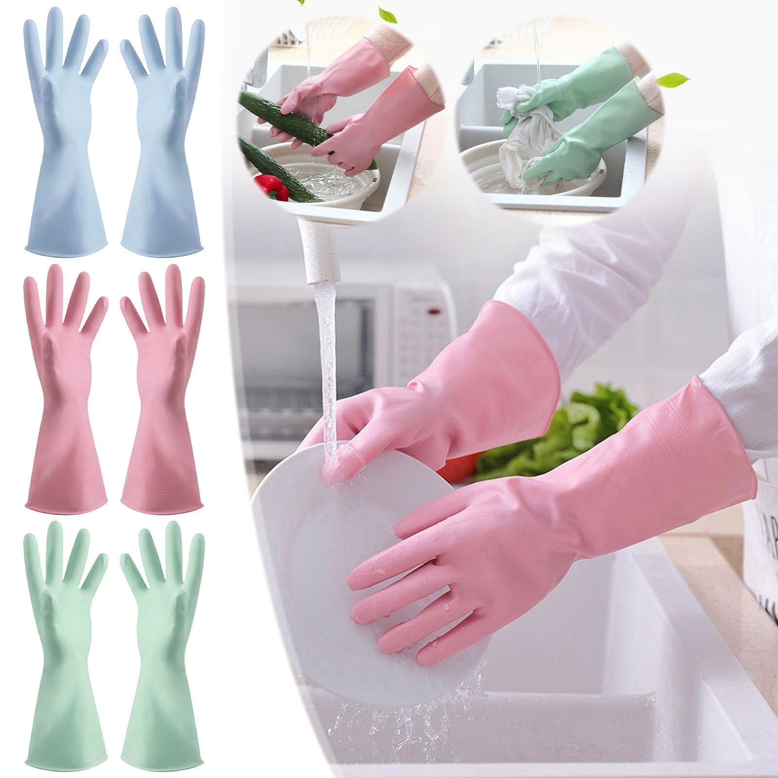 LmnLft 3-Ply Reinforced Cleaning Gloves (2 Pairs) - Extra Long ...