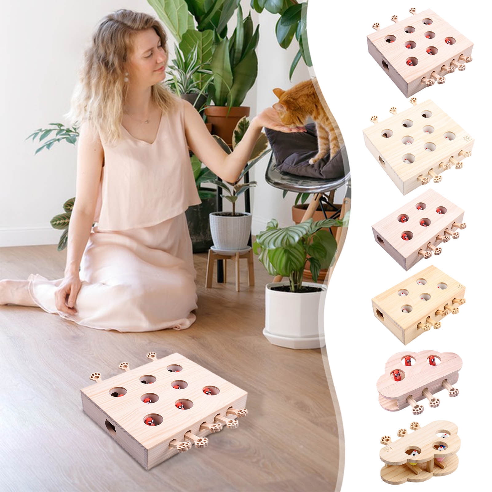 LmnLft 3-in-1 Whack a Mole Cat Toy - Interactive Pop Up Scratcher for ...