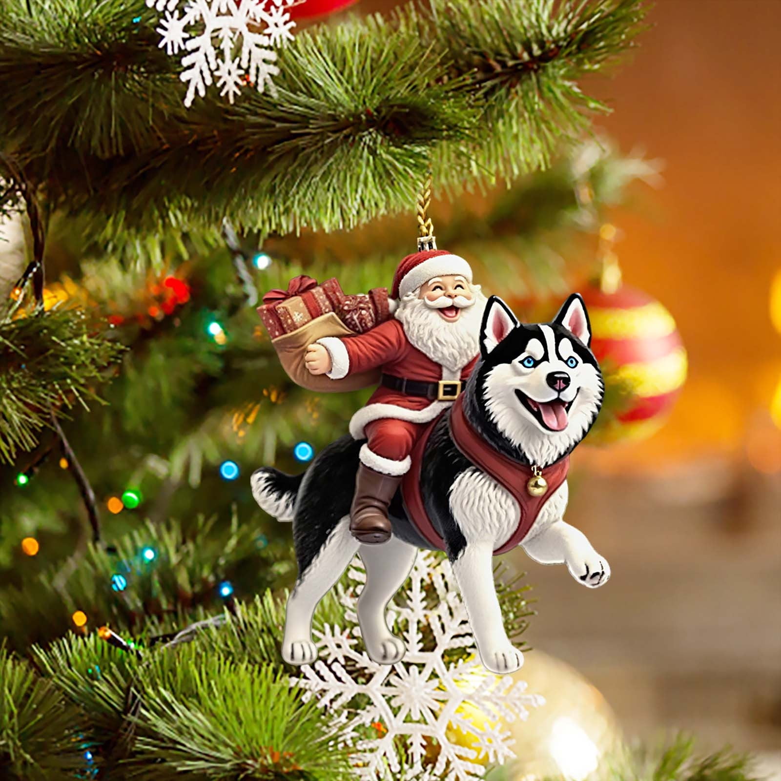 LmnLft Acrylic Santa Claus Hanging Ornament, Festive 2D Christmas ...
