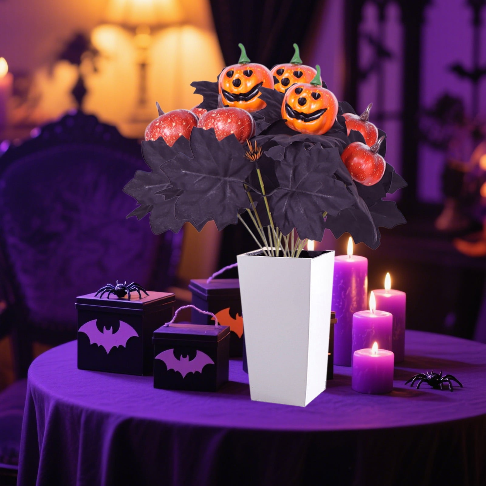 LmnLft Artificial Maple Leaf & Pumpkin Floral Stems, Halloween & Fall ...