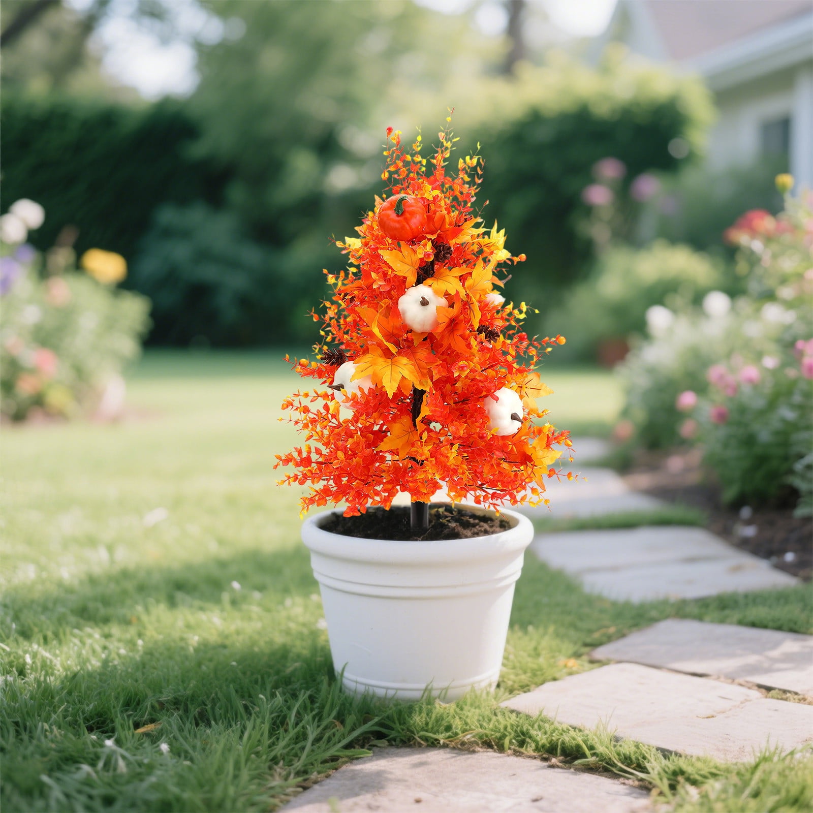 LmnLft Artificial Topiary Trees with Ground Spike, UV Resistant Faux ...