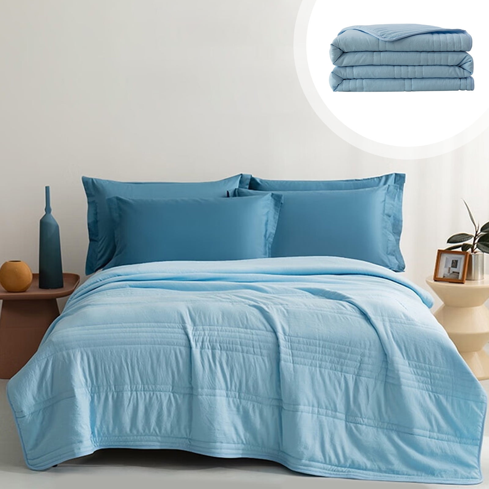 LmnLft Breathable Summer Cooling Quilt - Lightweight Fiber Bedspread ...