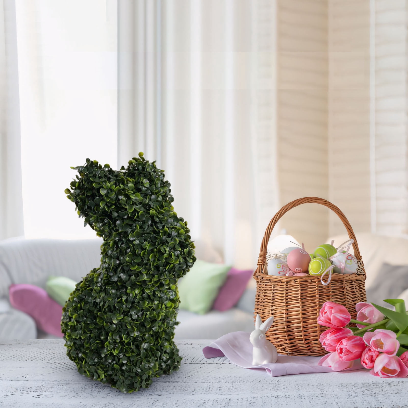 LmnLft Bunny Topiary, Easter Artificial Bunny-Shaped Topiary Trees with ...