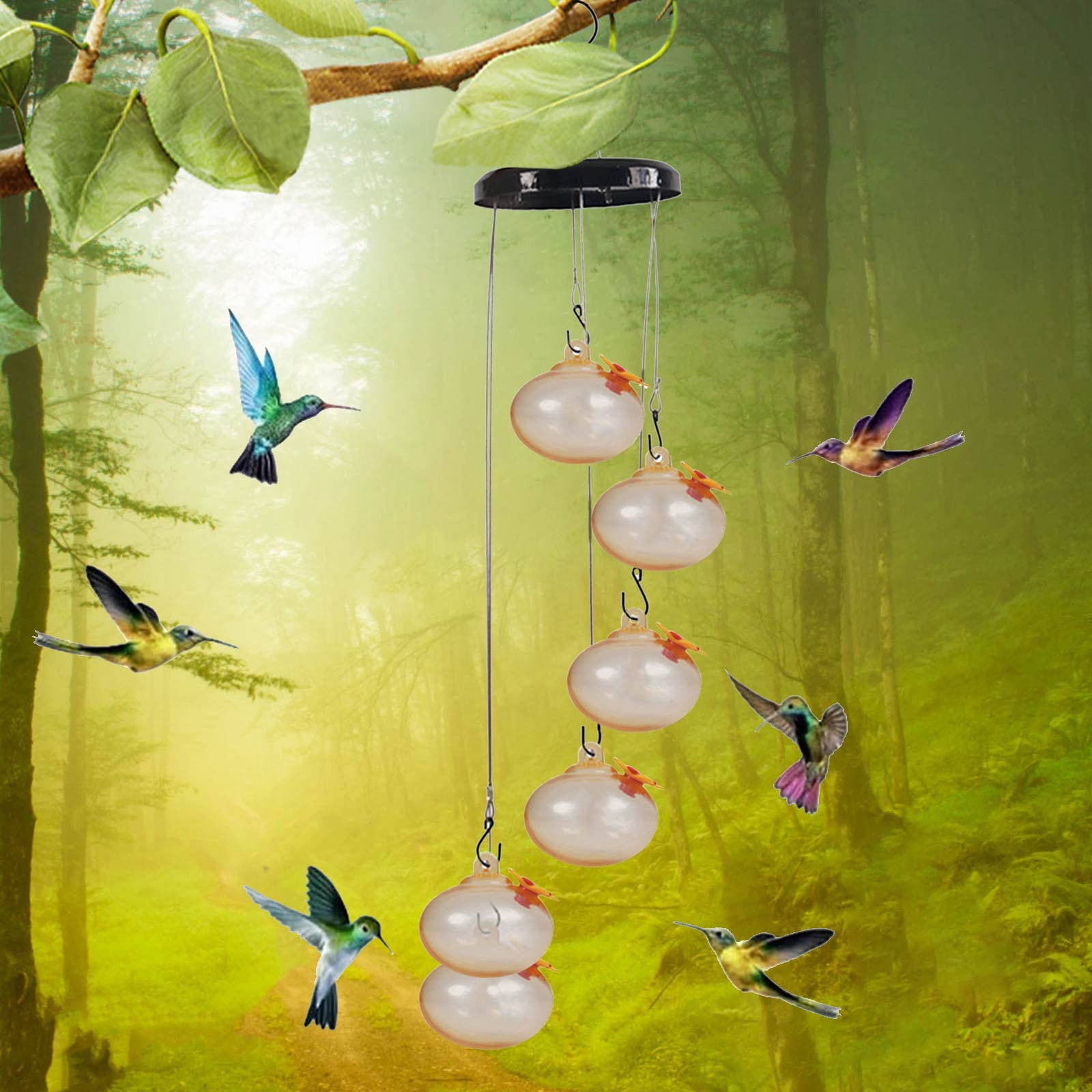 LmnLft Charming Wind Chimes Hummingbird feeders,Set of 6 Hummingbird ...