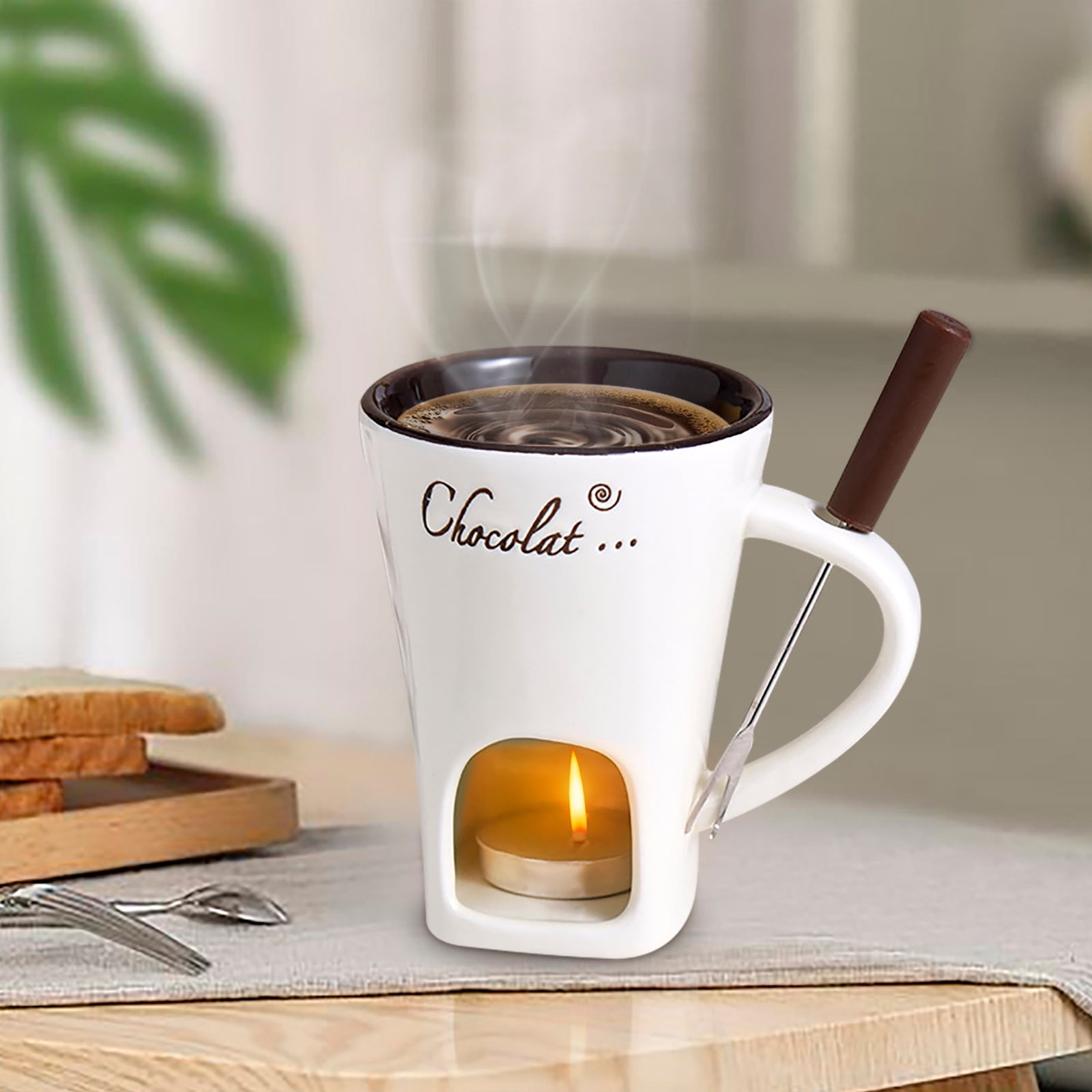 LmnLft Chocolate Melting Mug Set - 2 Ceramic Fondue Cups, Multi-Purpose ...