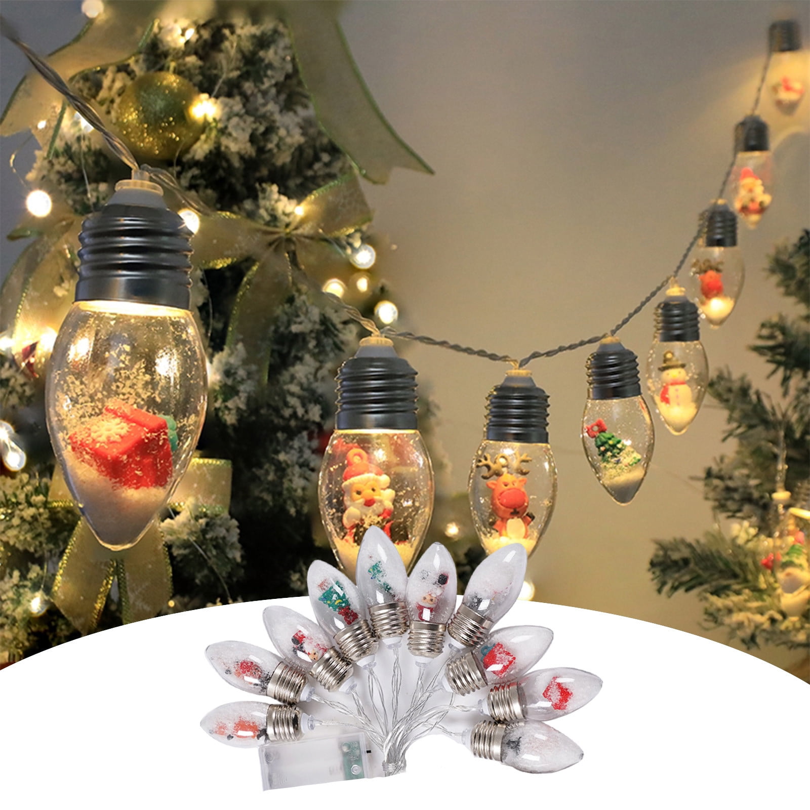 LmnLft Christmas String Lights, Snow Globe String Lights with Cute ...