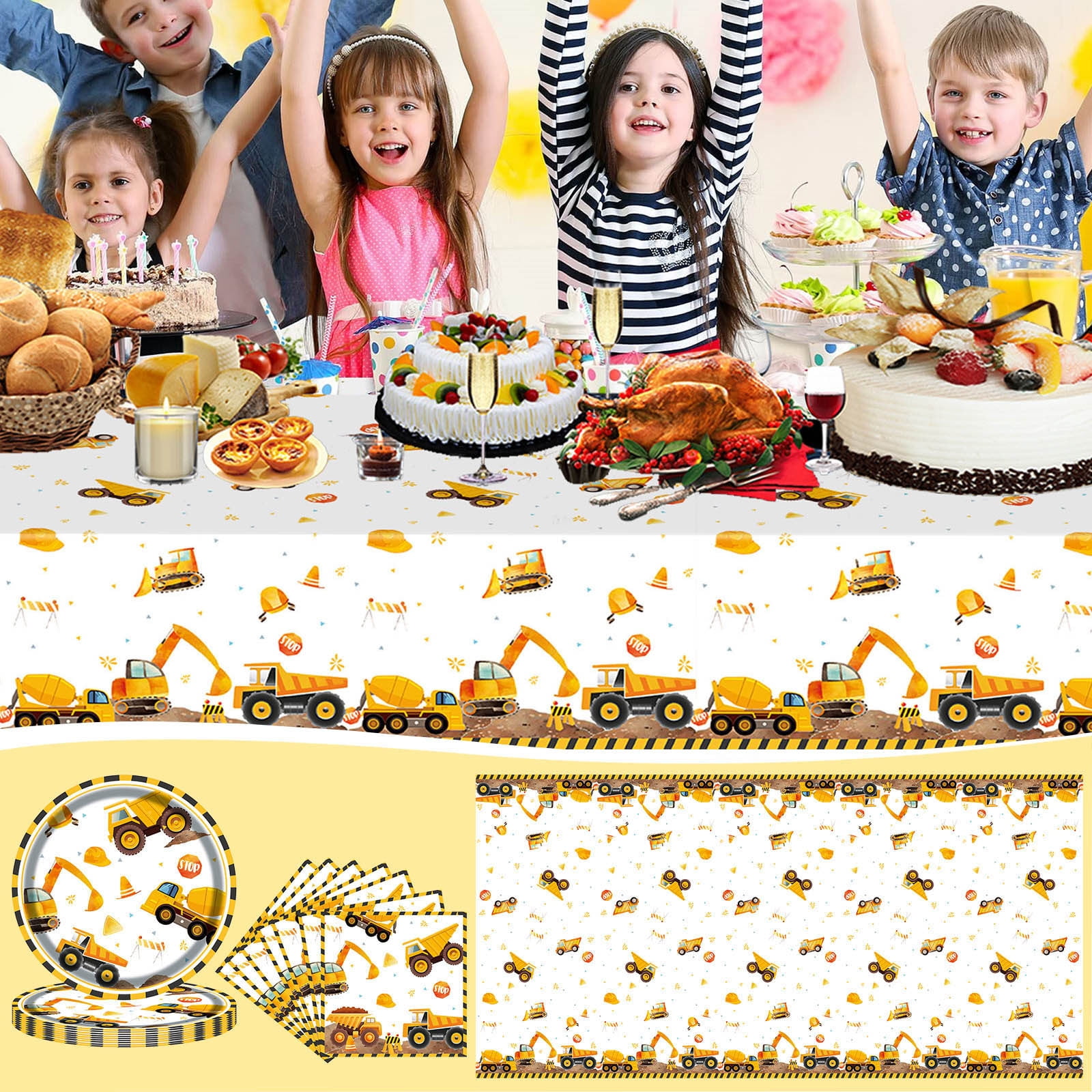 LmnLft Construction Truck Party Supplies - Kids Birthday Plastic ...