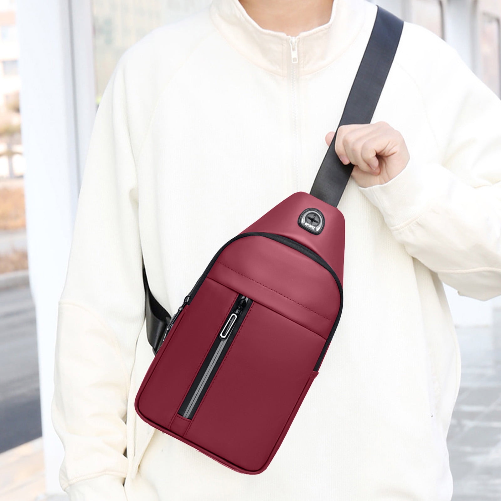 LmnLft Crossbody Sling Bag with Earphone Port - RFID Blocking Anti ...