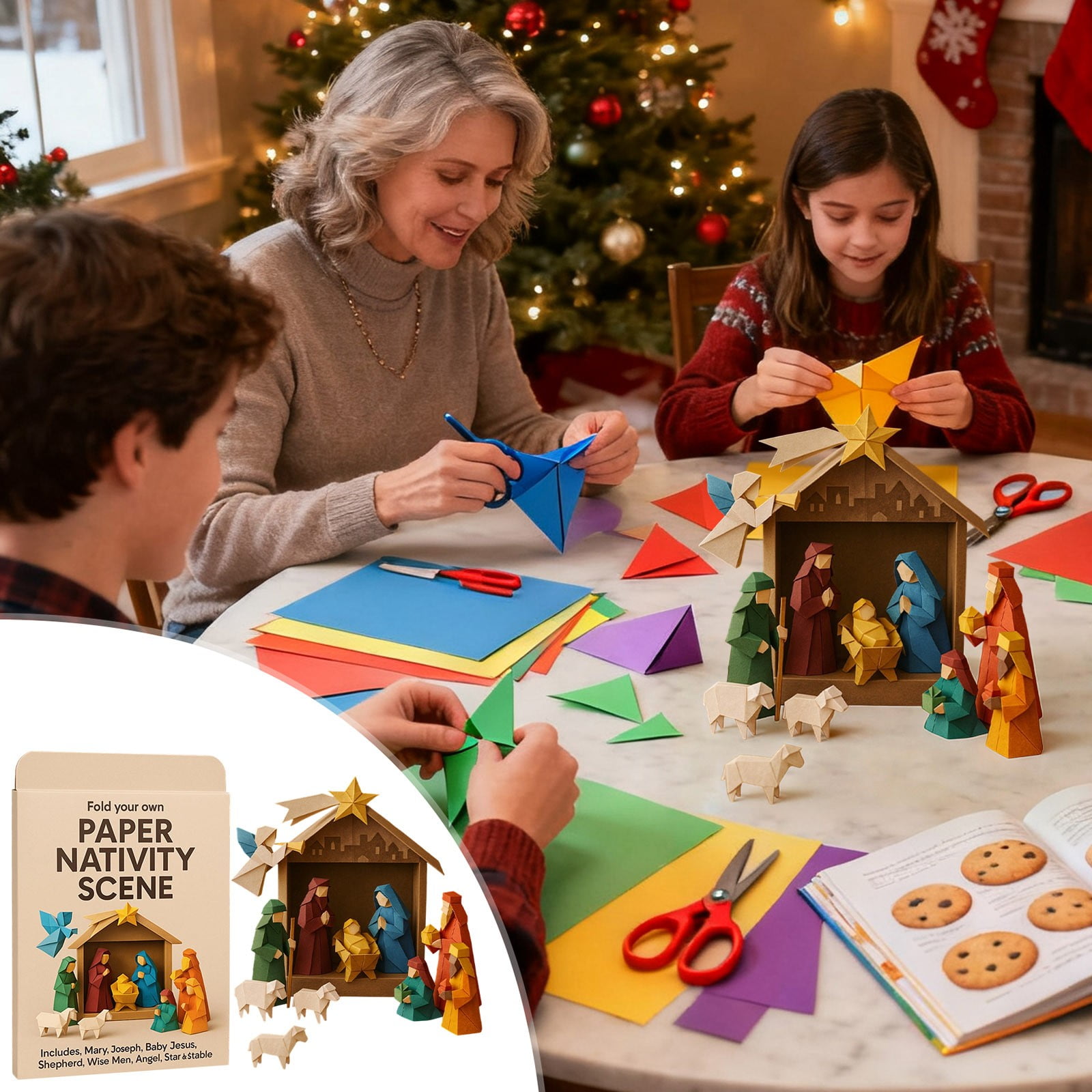 LmnLft DIY Paper Nativity Scene,Christmas Origami Craft Set with Jesus ...