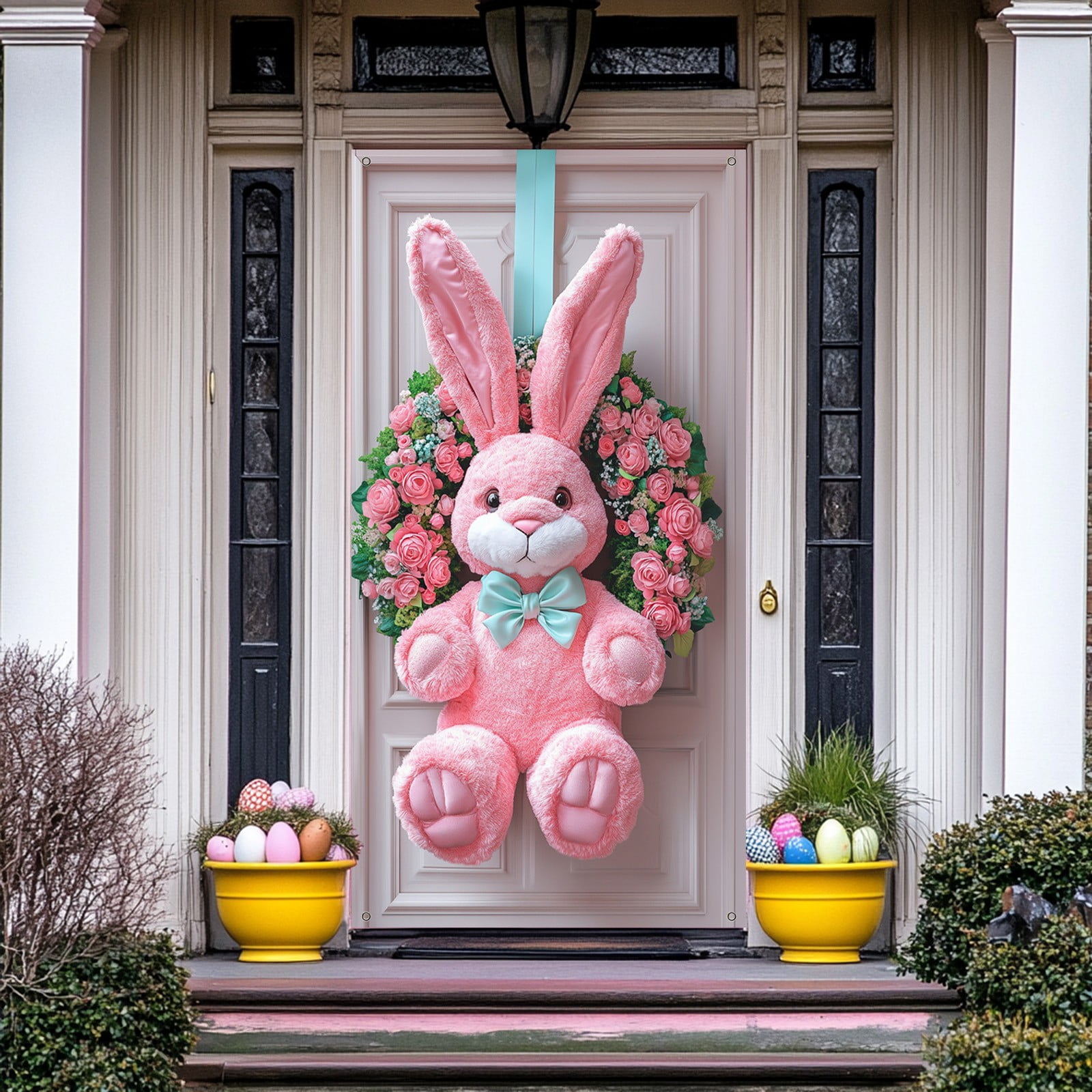 LmnLft Double-Sided Easter Bunny Door Flag - Polyester Spring Welcome ...