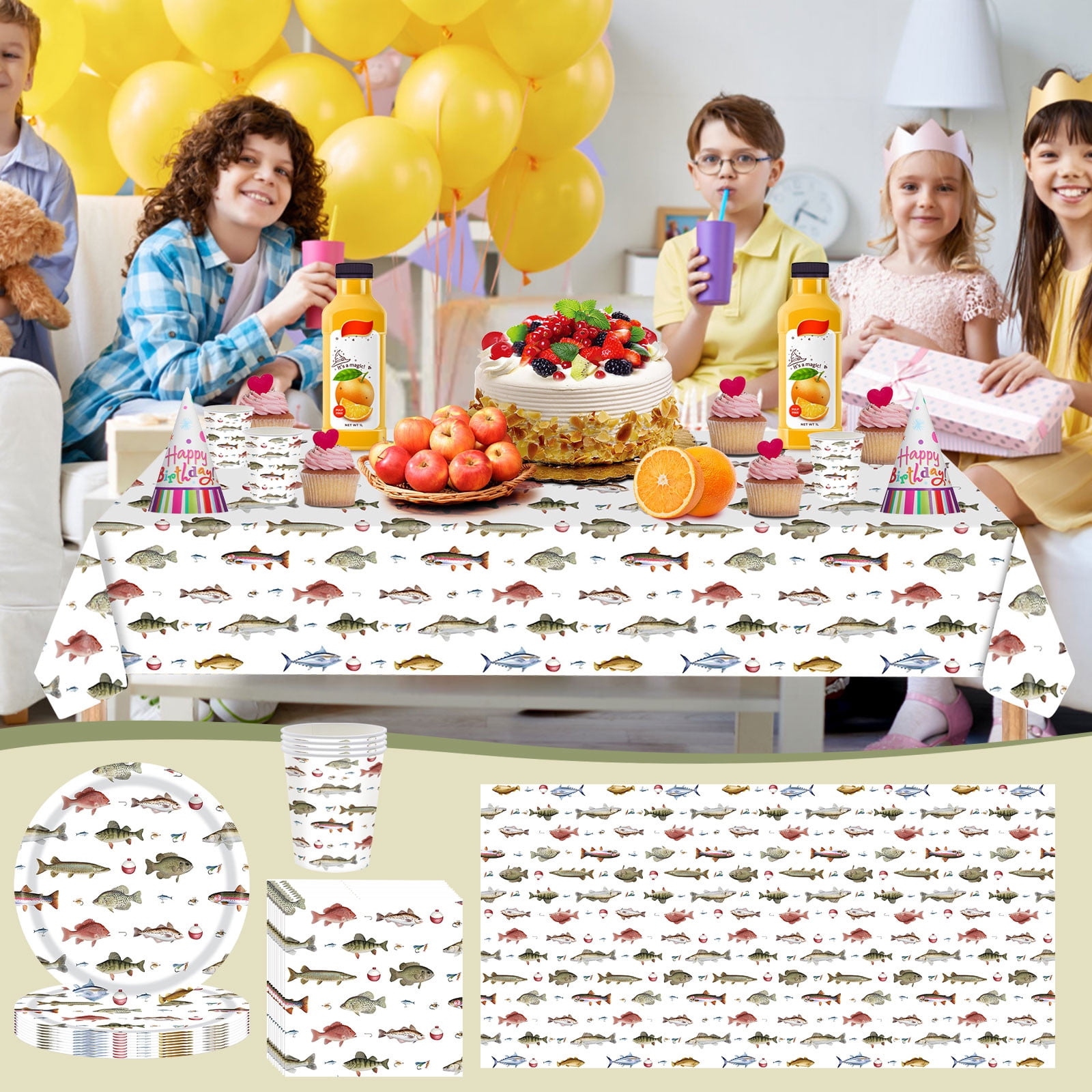 LmnLft Fishing Theme Party Tableware - Outdoor Celebration Paper Plates ...