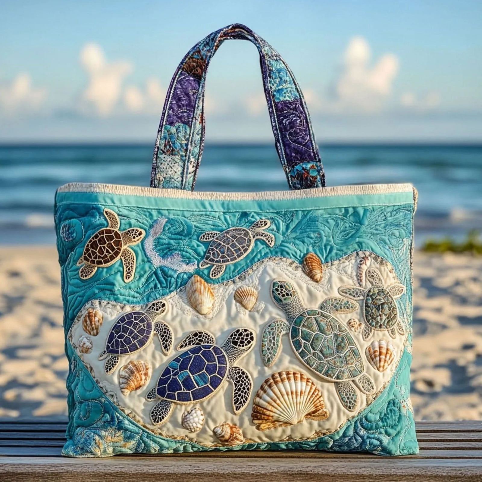 LmnLft Global Personalized Sea Turtle Quilted Tote Bag,Sea Turtle Beach ...
