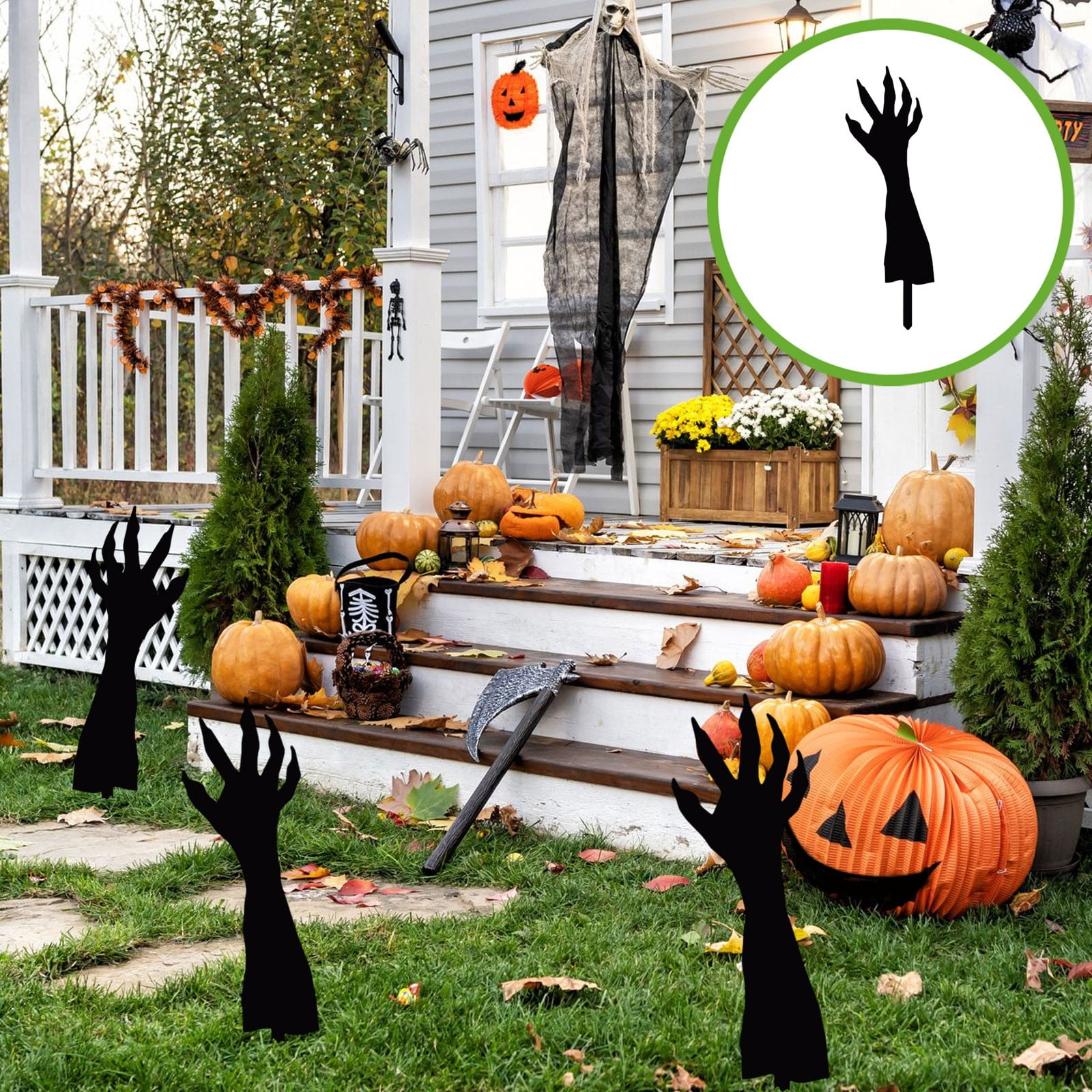 LmnLft Halloween Black Hand Yard Signs, Scary Hand Silhouette Lawn ...