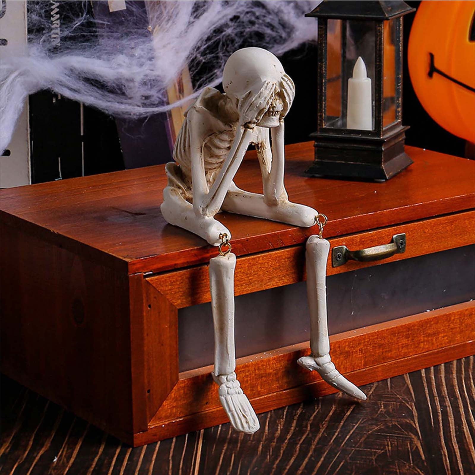 LmnLft Halloween Skeleton Statues, Resin Skull Ornaments with See/Hear ...