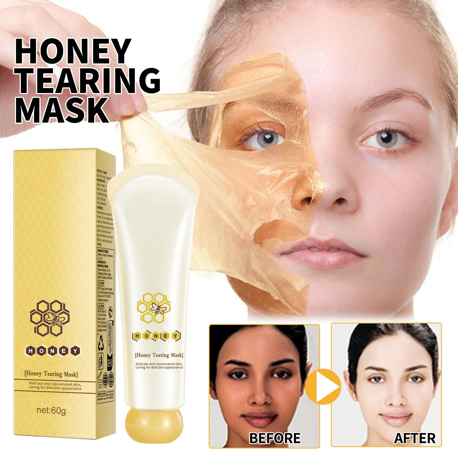 LmnLft Honey Peel Off Face Mask, Blackhead Peel Off Mask, Honey Tearing ...