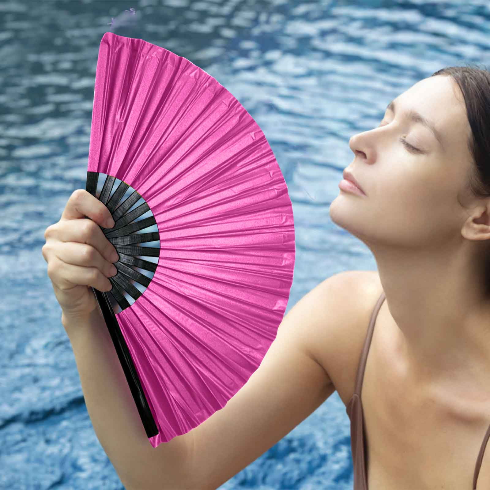 LmnLft Large Holographic Folding Hand Fan for Line Dancing, Clap Fans ...