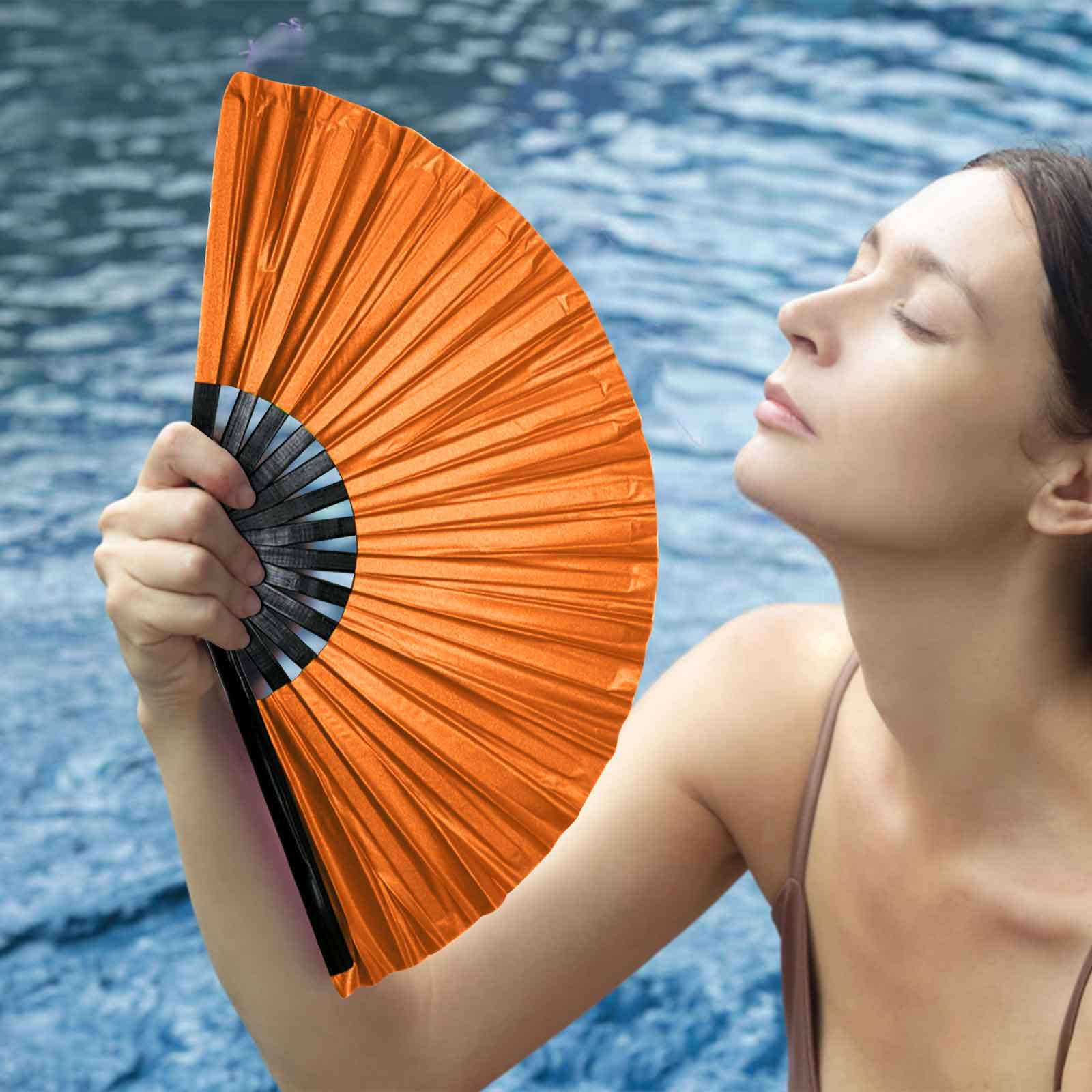 LmnLft Large Holographic Folding Hand Fan for Line Dancing, Clap Fans ...