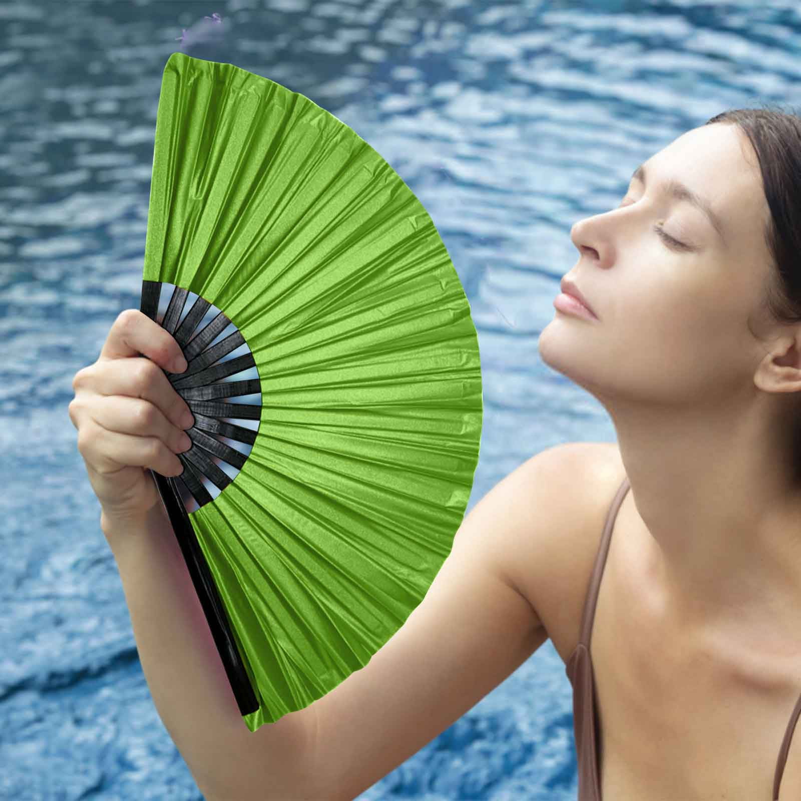 LmnLft Large Holographic Folding Hand Fan for Line Dancing, Clap Fans ...