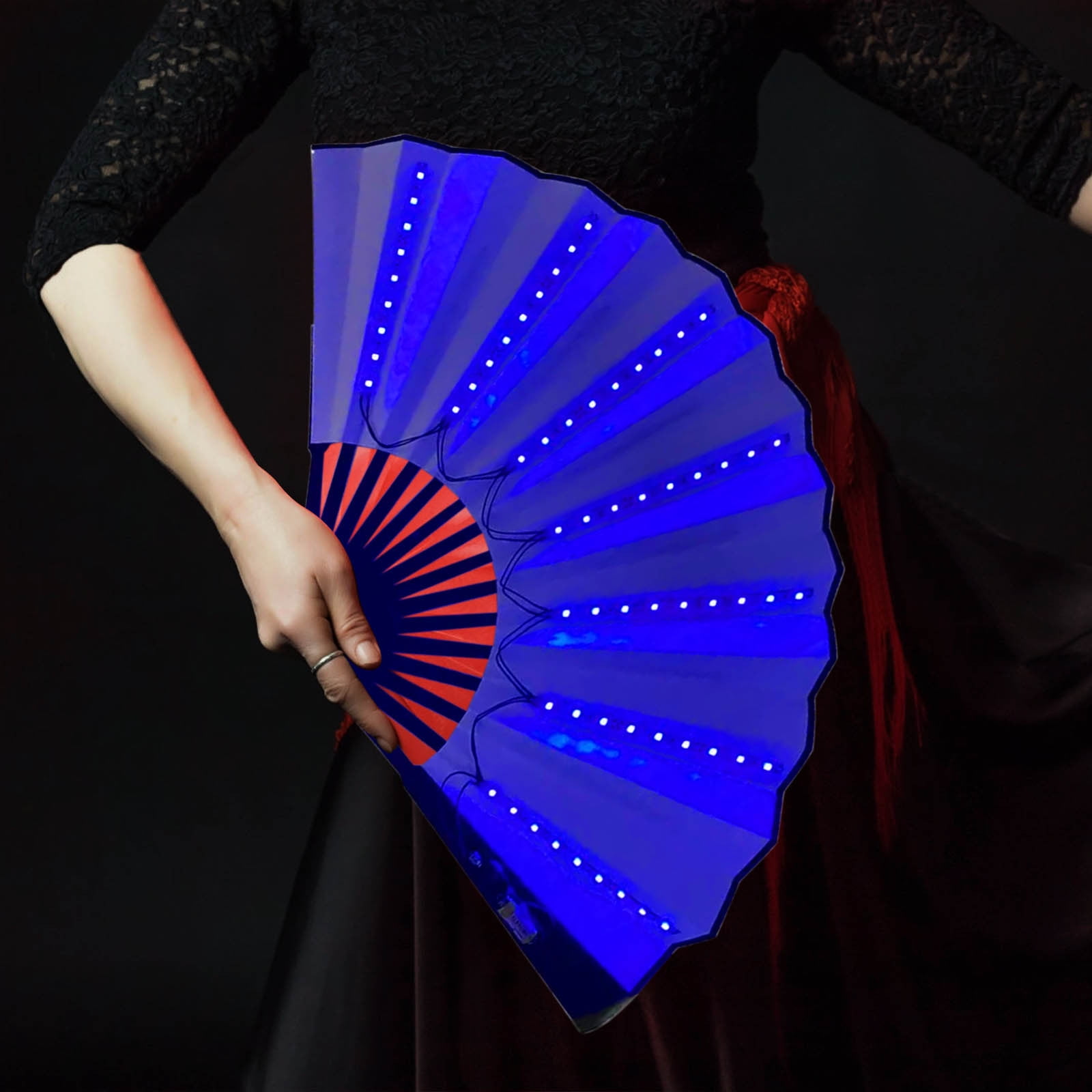 LmnLft Large Holographic Folding Hand Fan for Line Dancing, Clap Fans ...