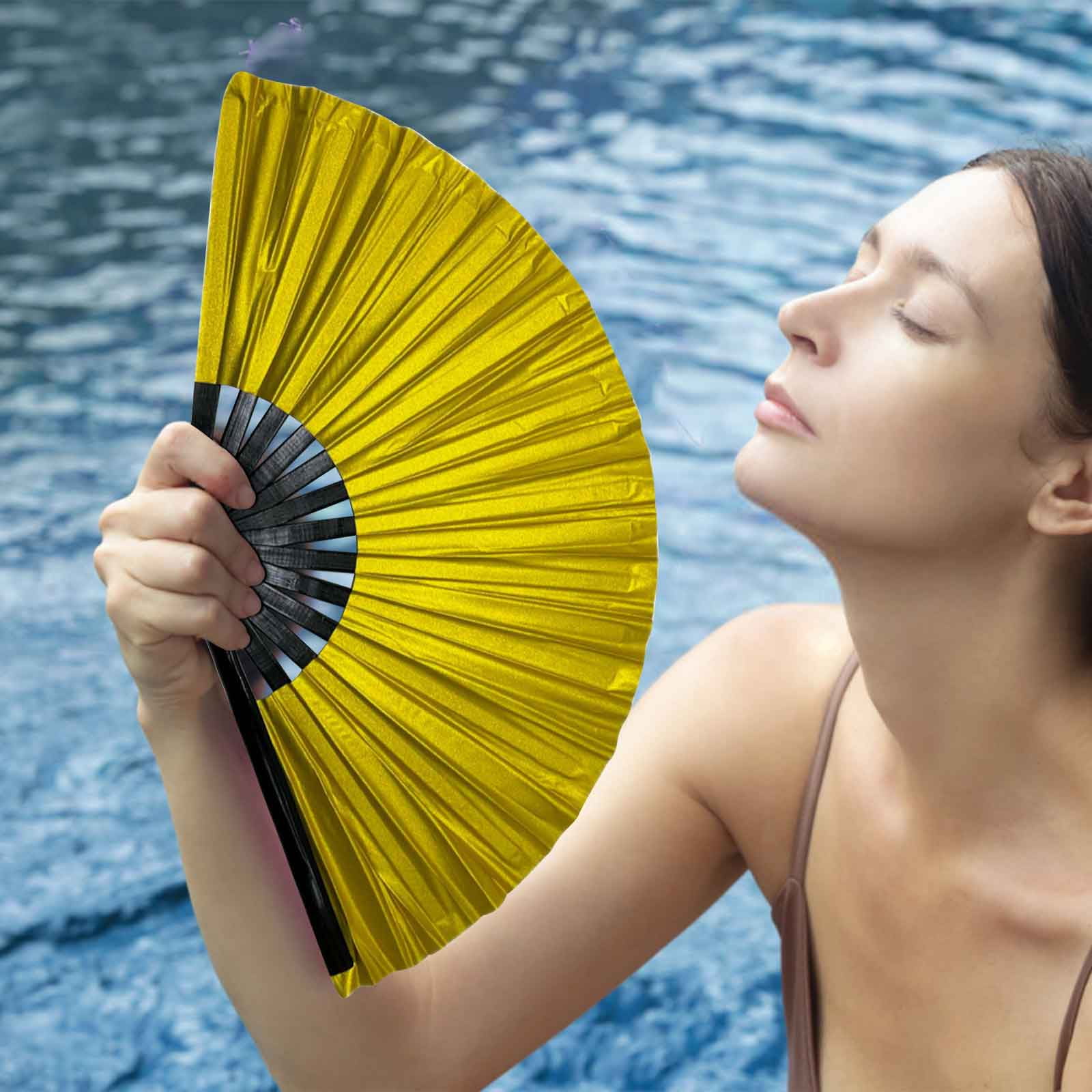 LmnLft Large Holographic Folding Hand Fan for Line Dancing, Clap Fans ...