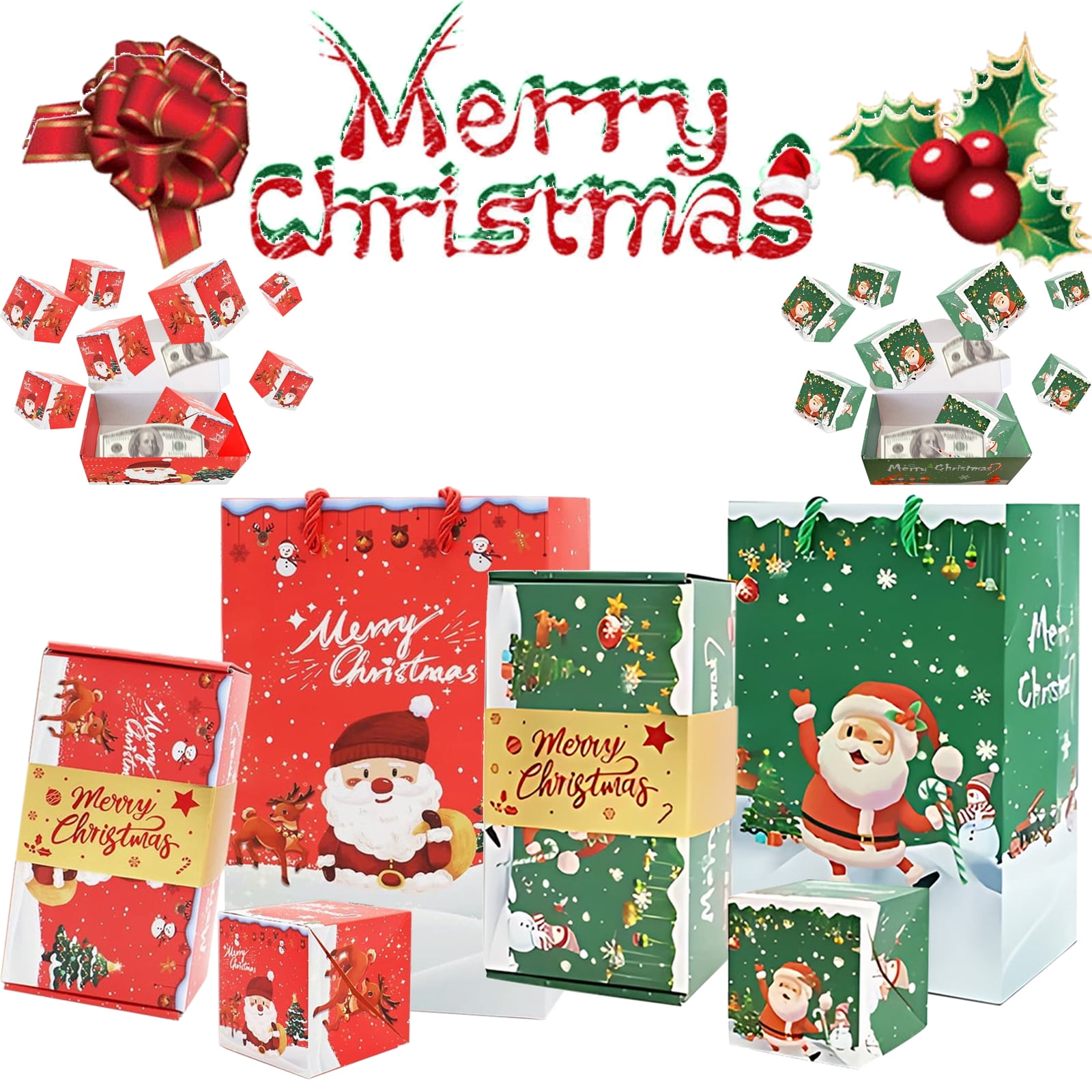 LmnLft Merry Christmas Surprise Gift Box Explosion for Money, Folding ...