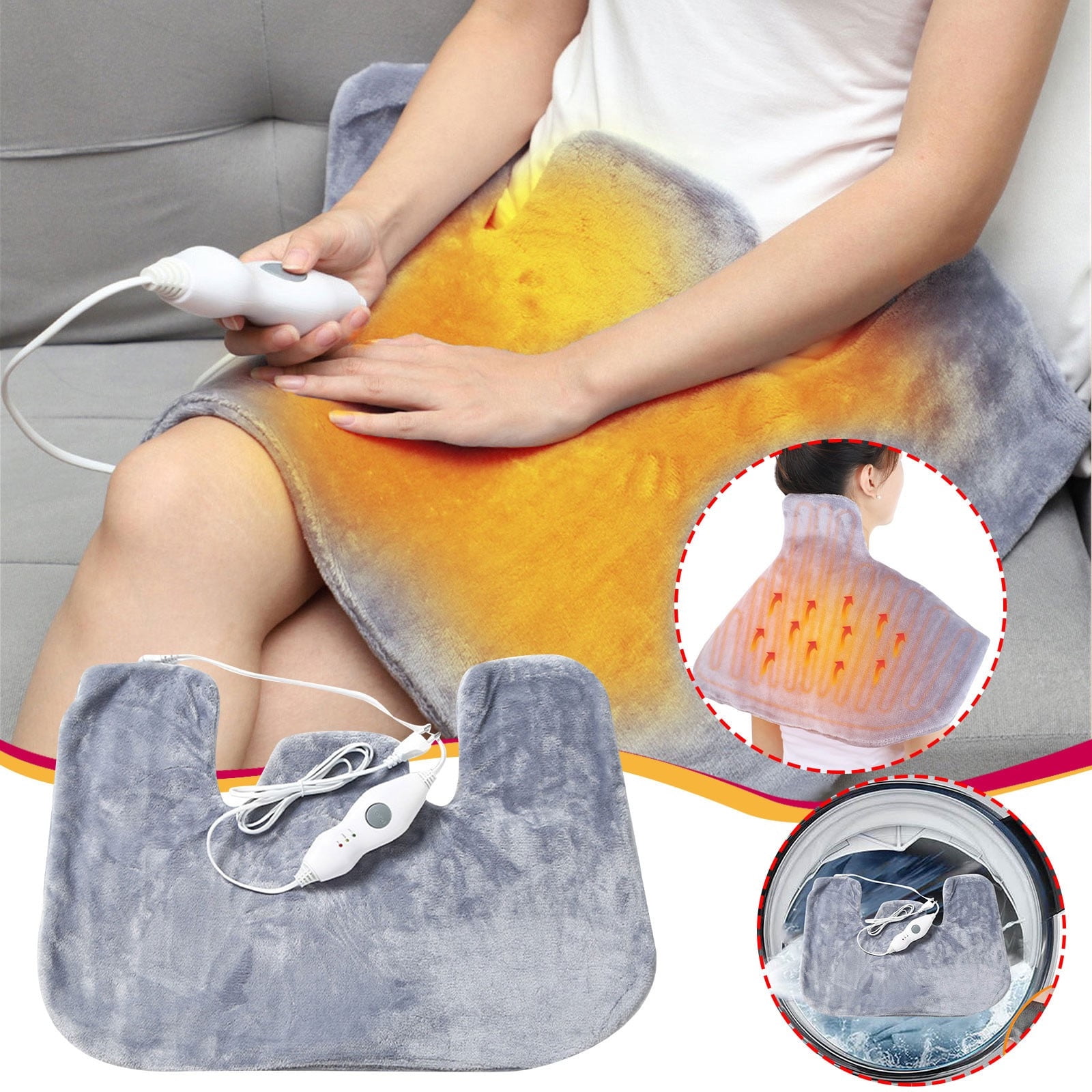 LmnLft Winter Heated Shoulder Wrap Blanket, British Style Portable ...