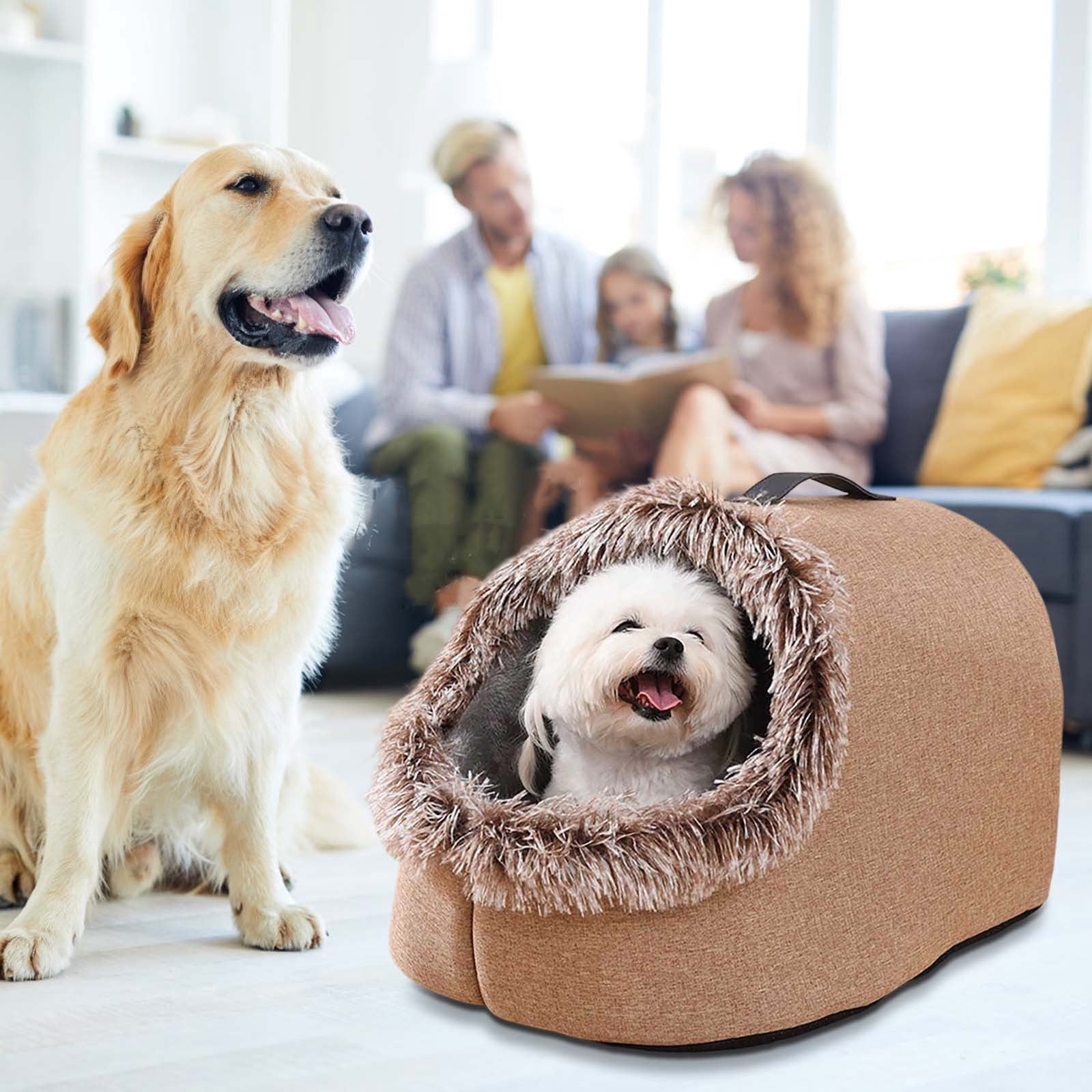 LmnLft Winter Warm Pet Cave Bed, Thick Plush Enclosed Sleeping Bed for ...
