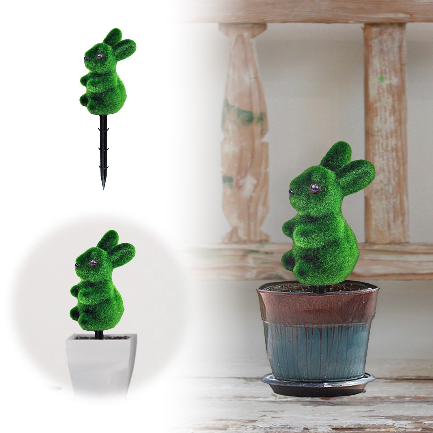 Lmniu Rabbit Topiary Trees Bunny Topiary Green Artificial Bunny Shaped ...