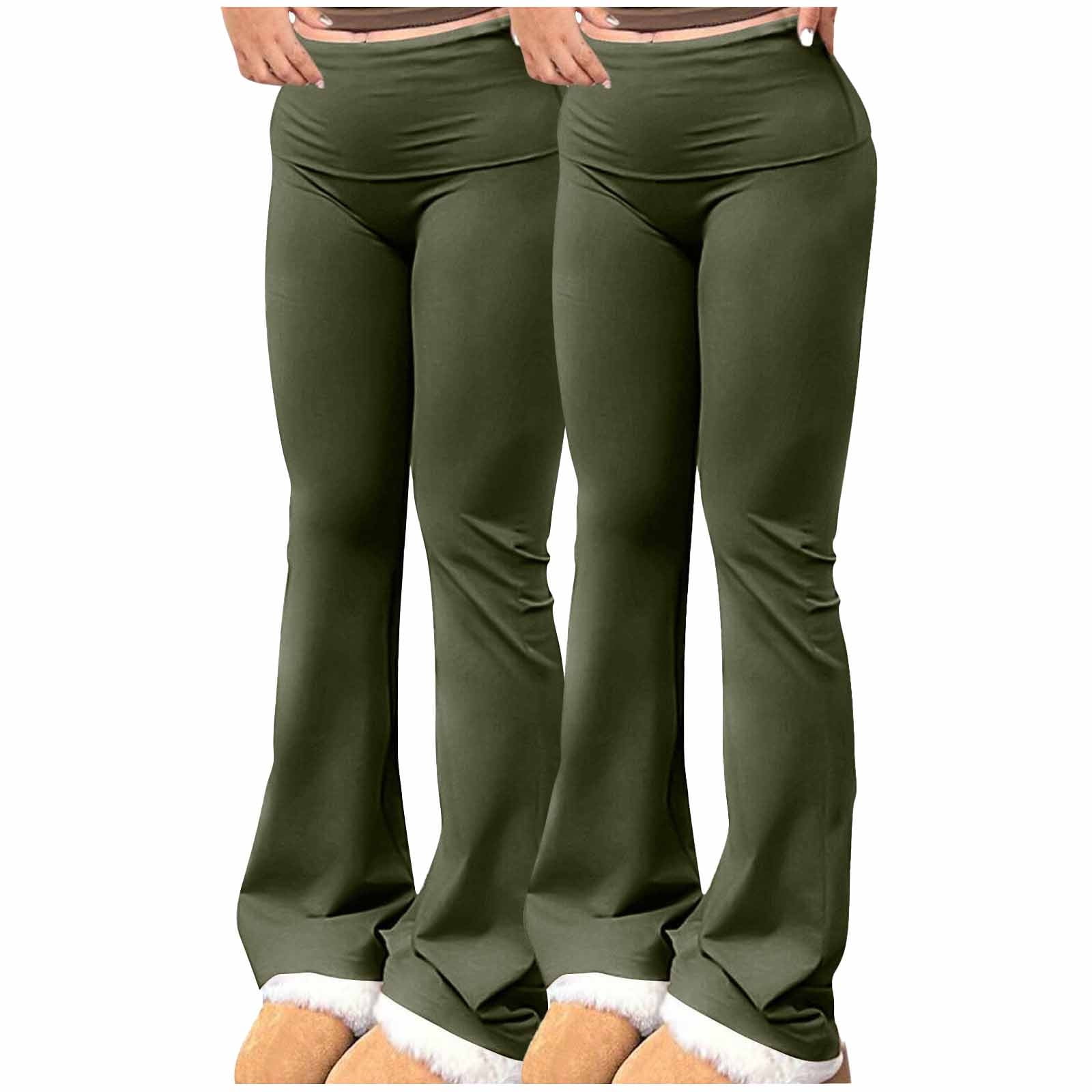 Lmnyox 2 Pack Yoga Pants for Women Elastic Waist Flare Leg Slim Sport ...