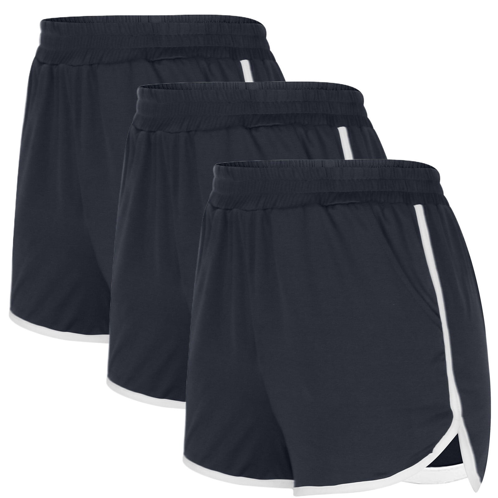 Lmnyox 3 Pack Running Shorts for Women Lightweight Elastic Waist Shorts ...