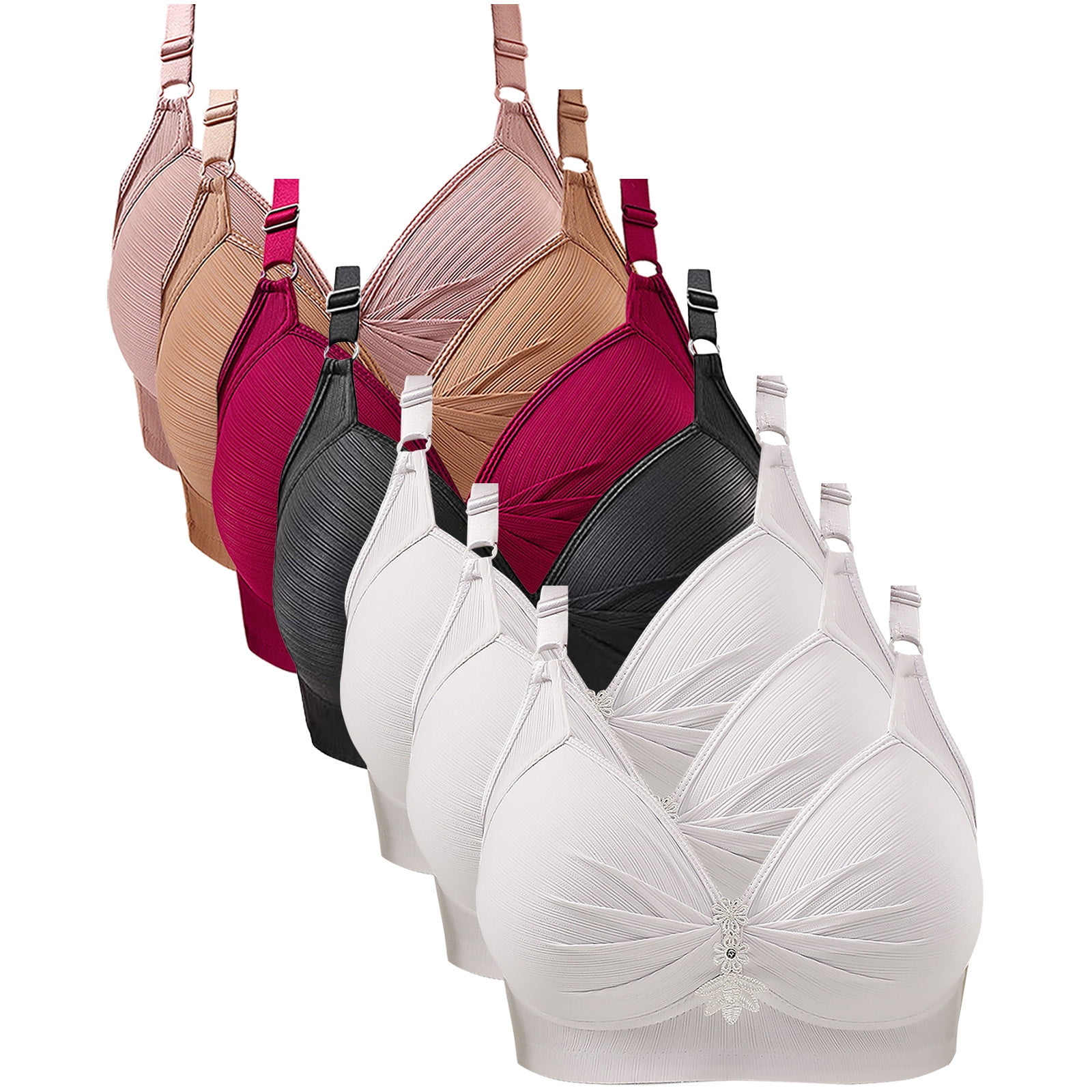 Lmnyox 7 Pack V Neck Bras for Women Adjustable Straps Push Up Bralettes ...
