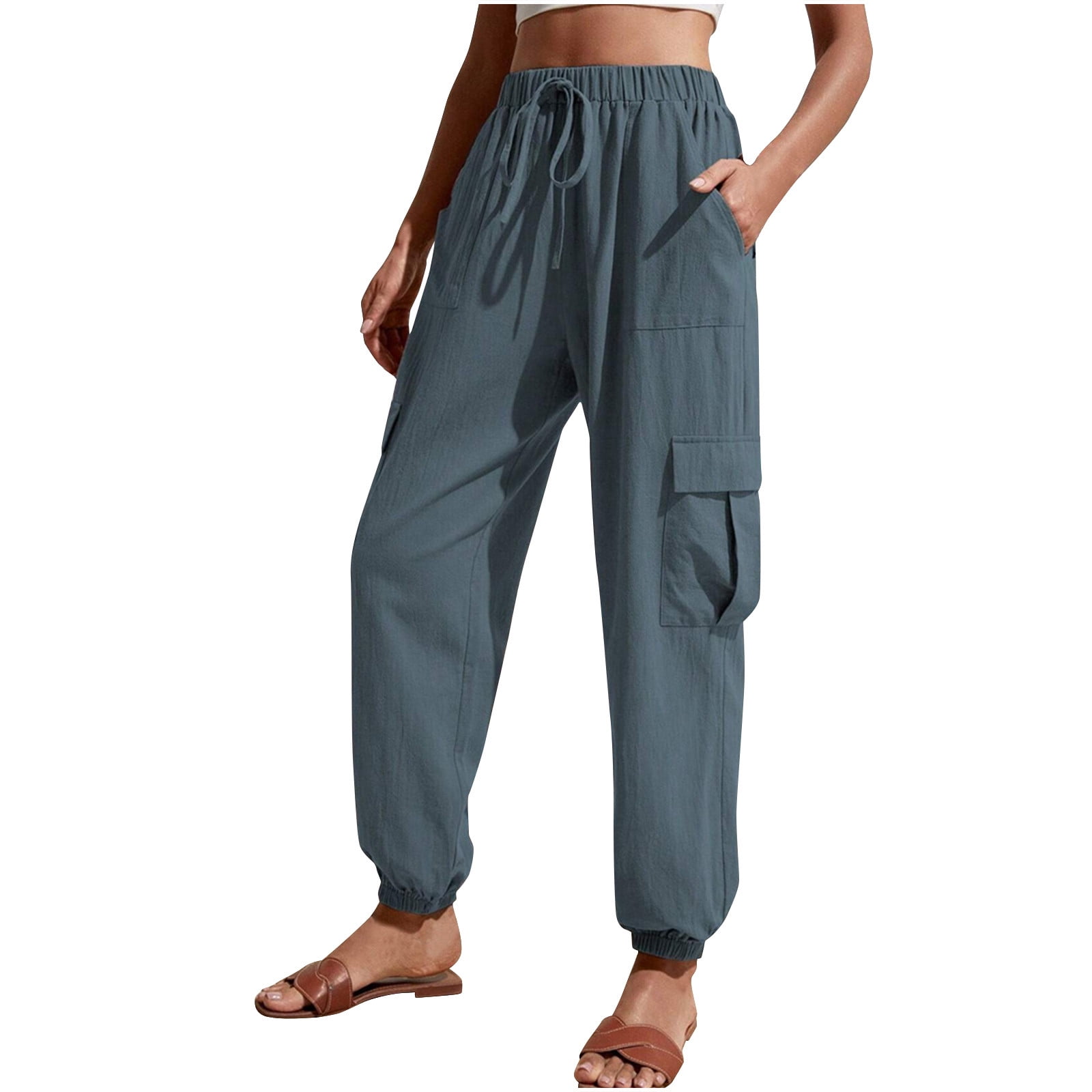 Lmnyox Cargo Joggers for Women Straight Leg Drawstring Pants with ...