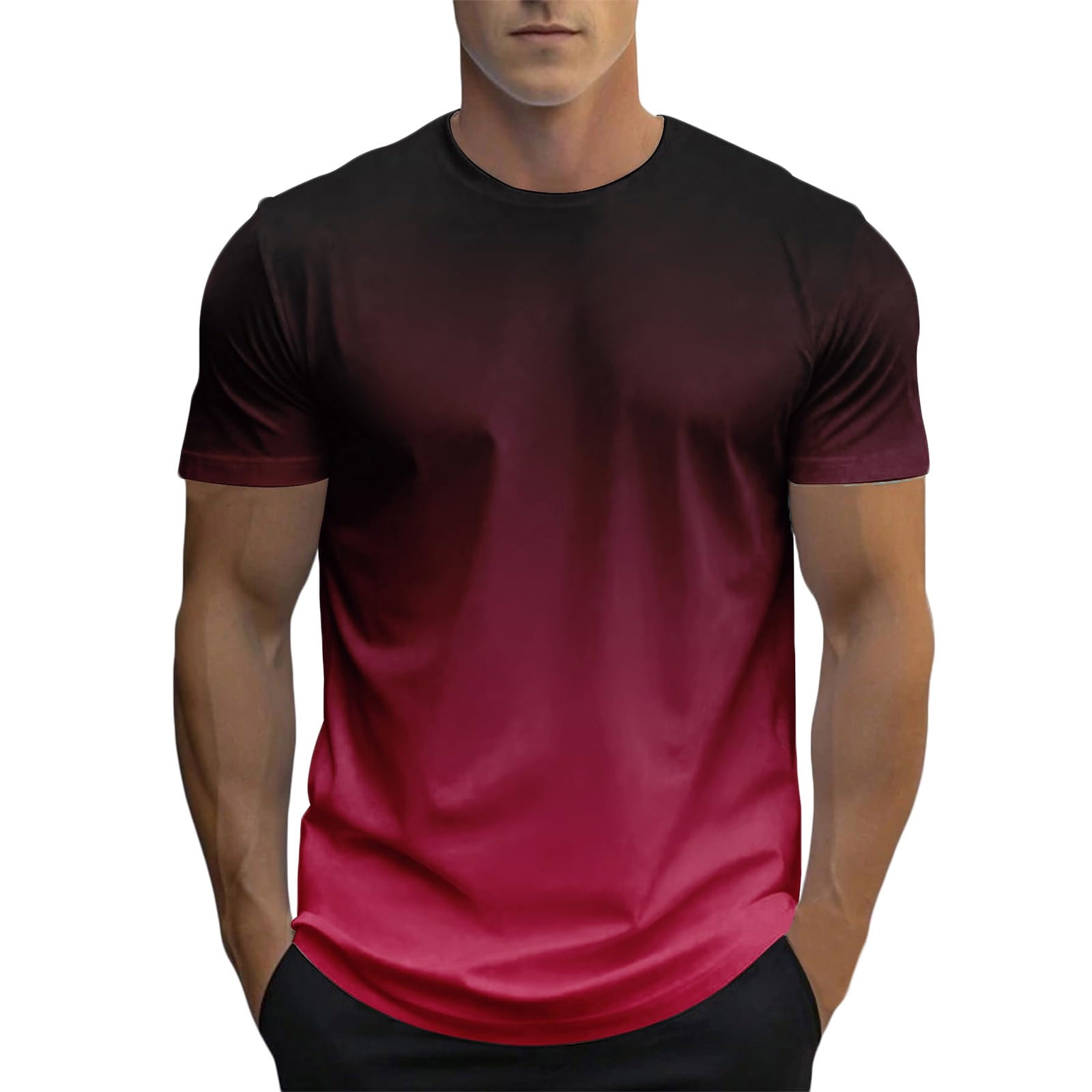 Lmnyox Casual Short Sleeve T Shirt for Men Loose Crew Neck Gradient Tee ...