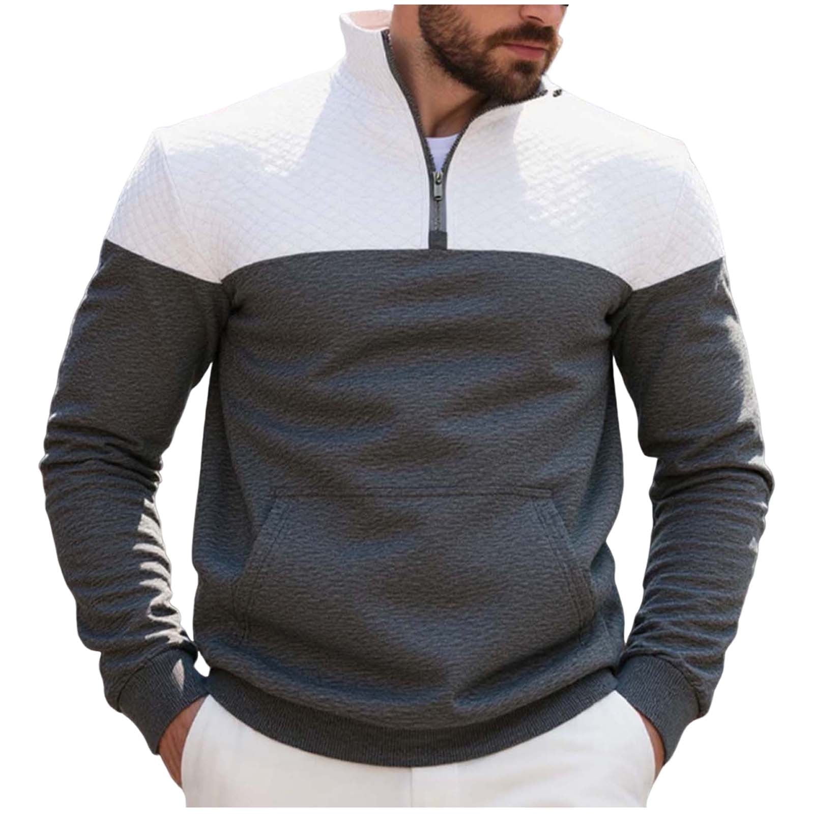 Lmnyox Collared Sweatshirts Men's Classic Color Block Half Zip Pullover ...