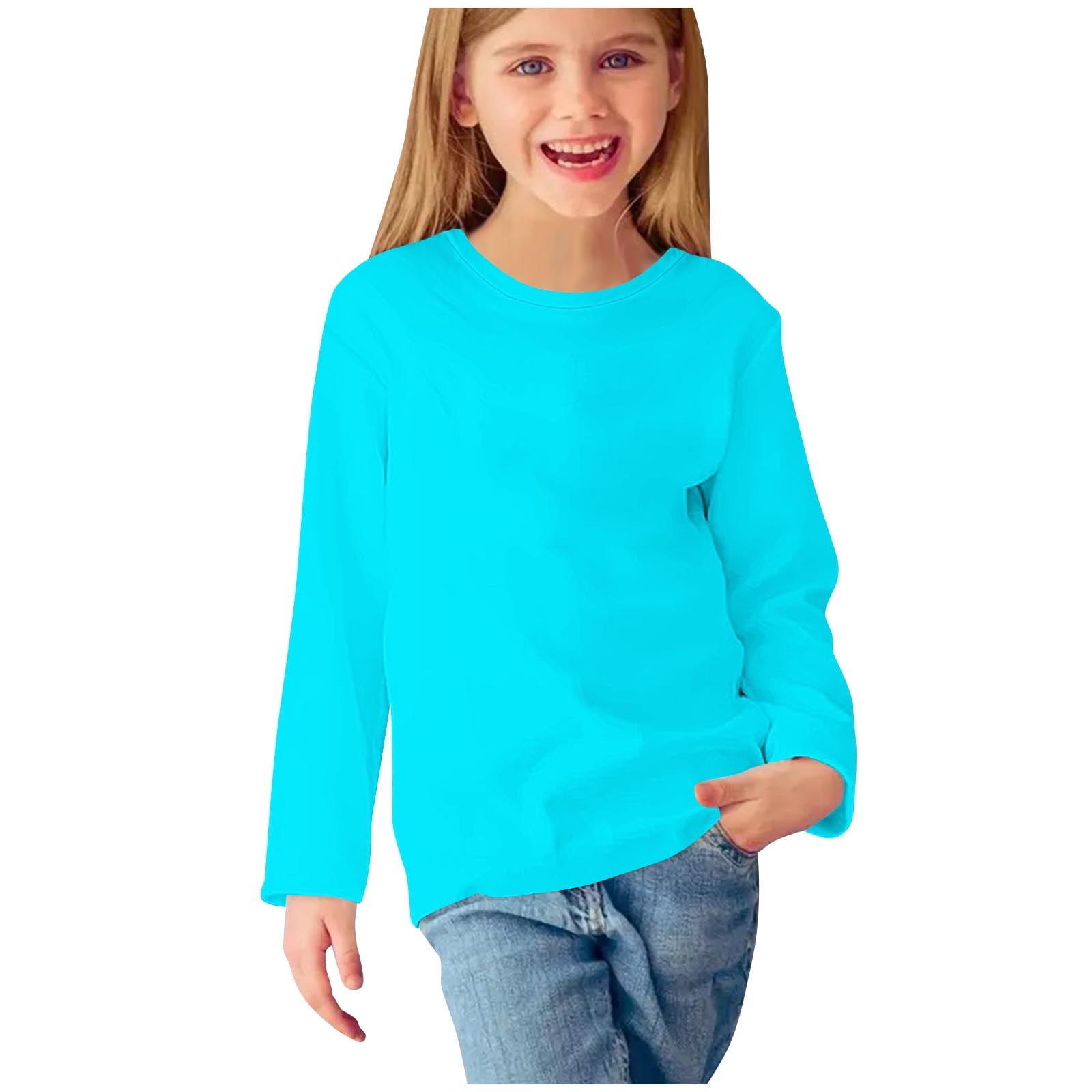 Lmnyox Girl's Long Sleeve T Shirt Casual Crew Neck Basic Tops Fall Soft ...