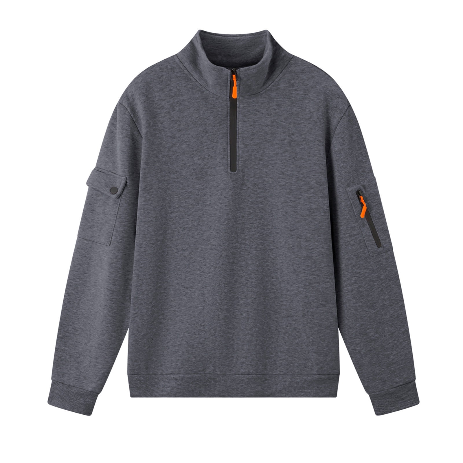 Lmnyox Half Zip Cargo Sweatshirts for Men Stand Collar Long Sleeve ...