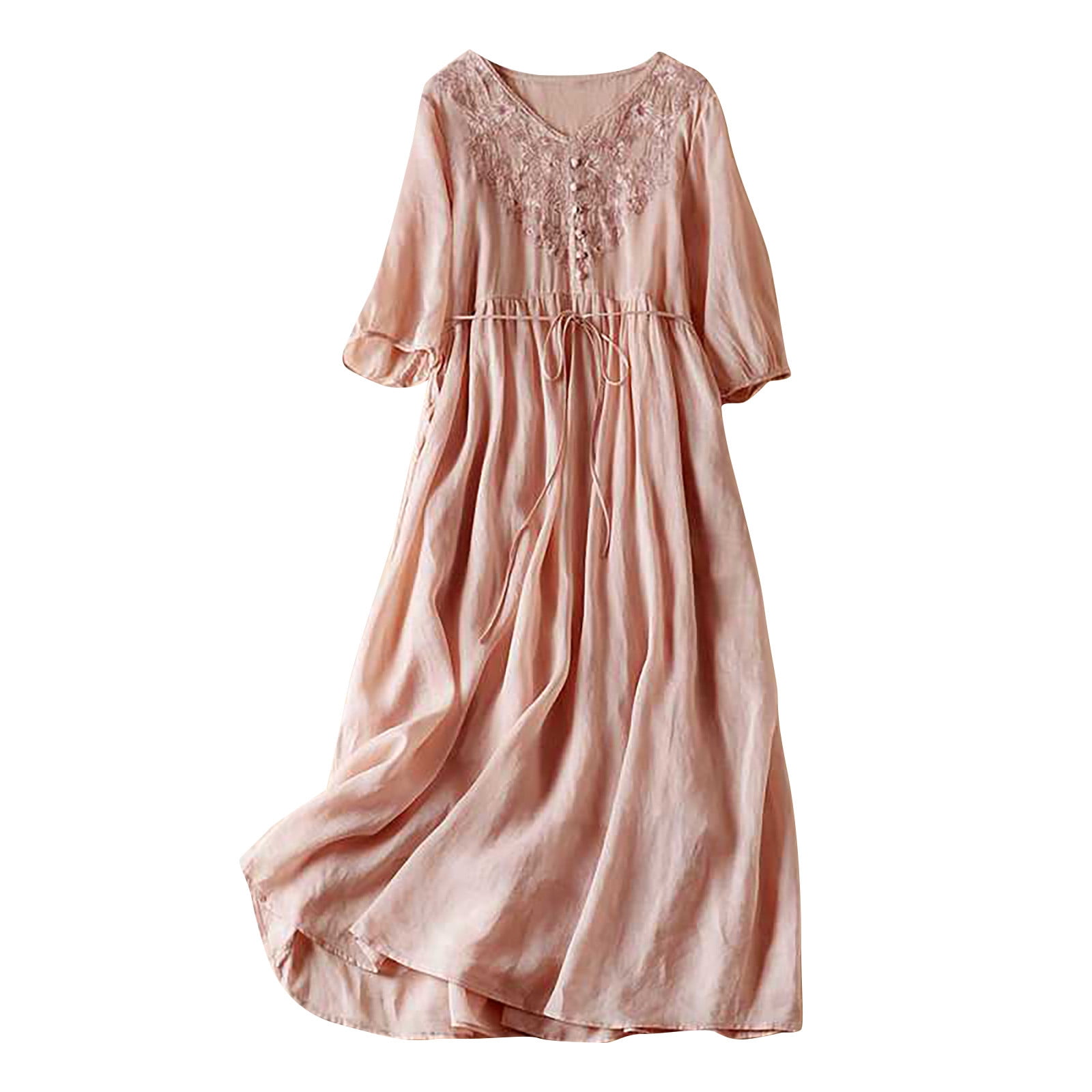 Lmnyox Long Nightgowns for Women Summer Casual Short Sleeve V Neck Long ...